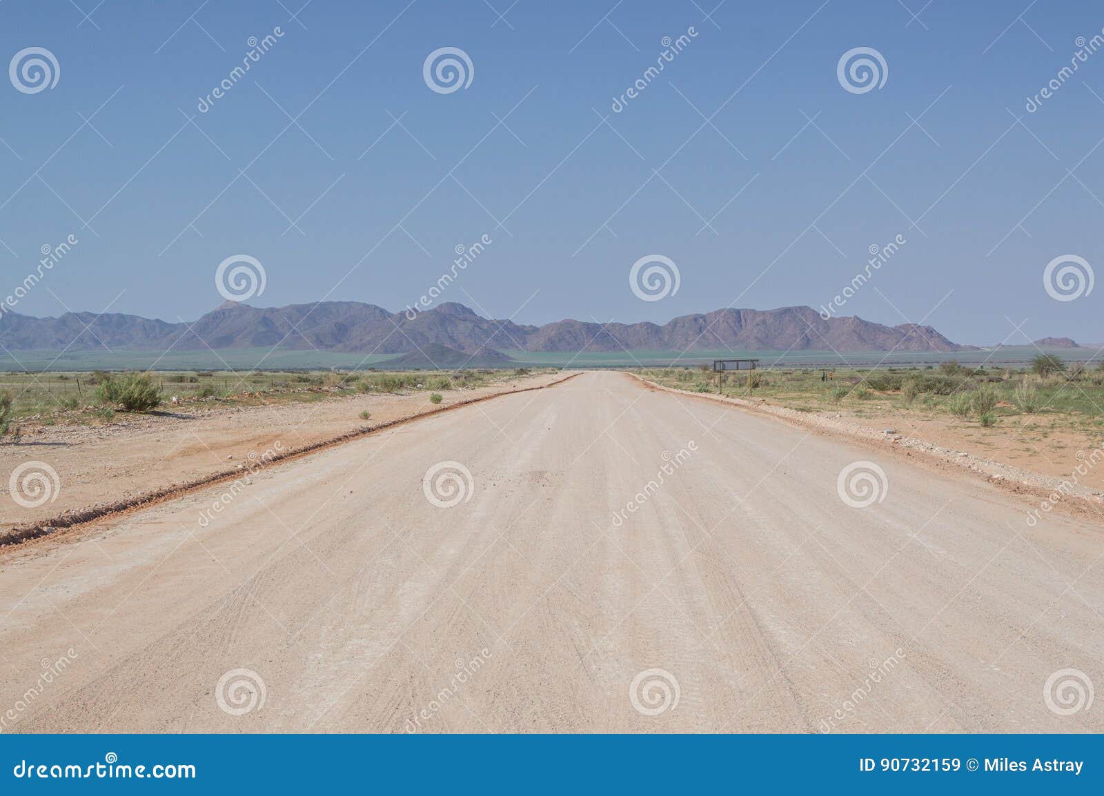 Dirt Road Highway in a Desert Landscape with Mountains in Namibia Stock ...