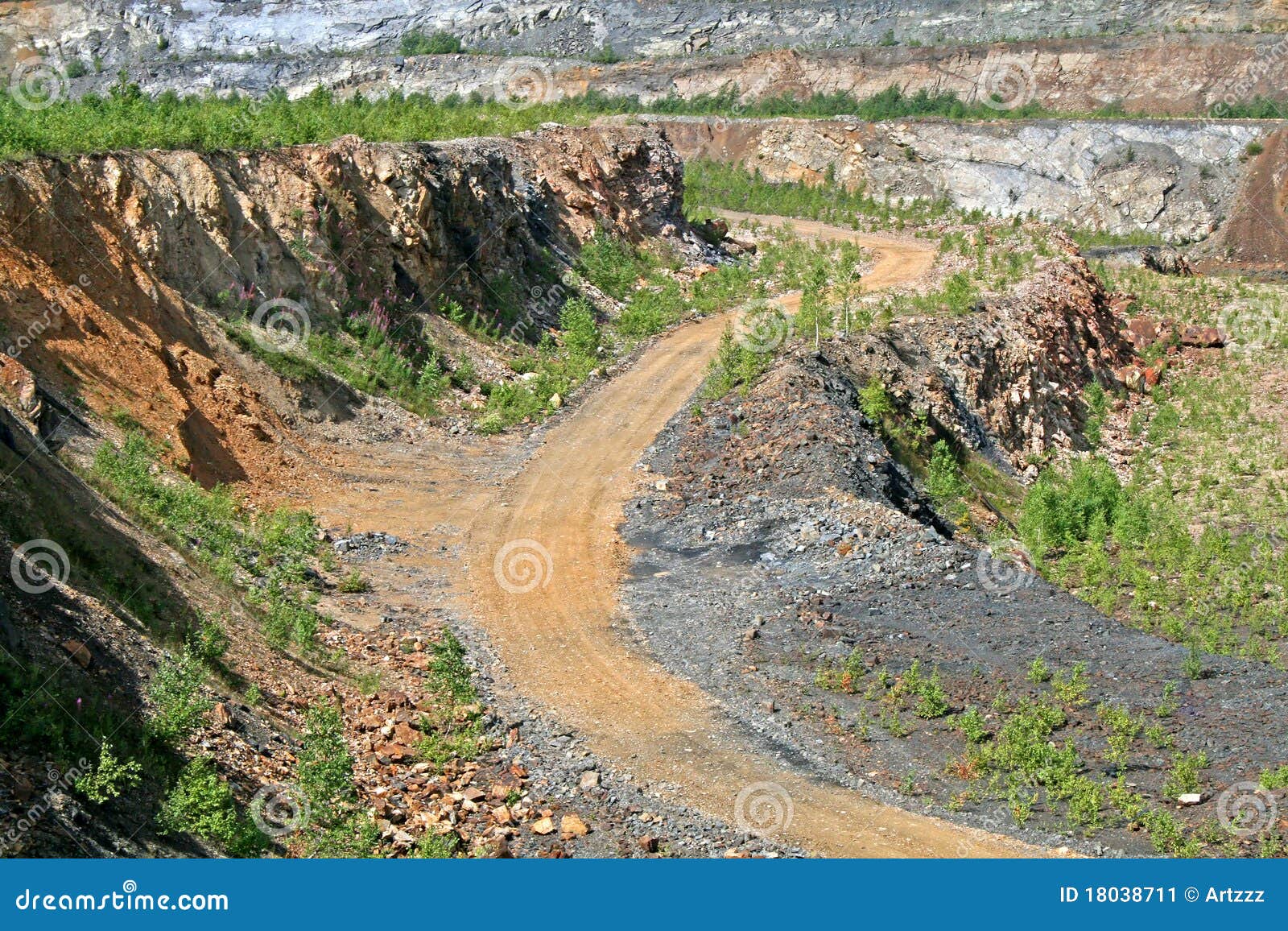 Dirt road in a quarry stock image. Image of scenery, mountainous - 18038711