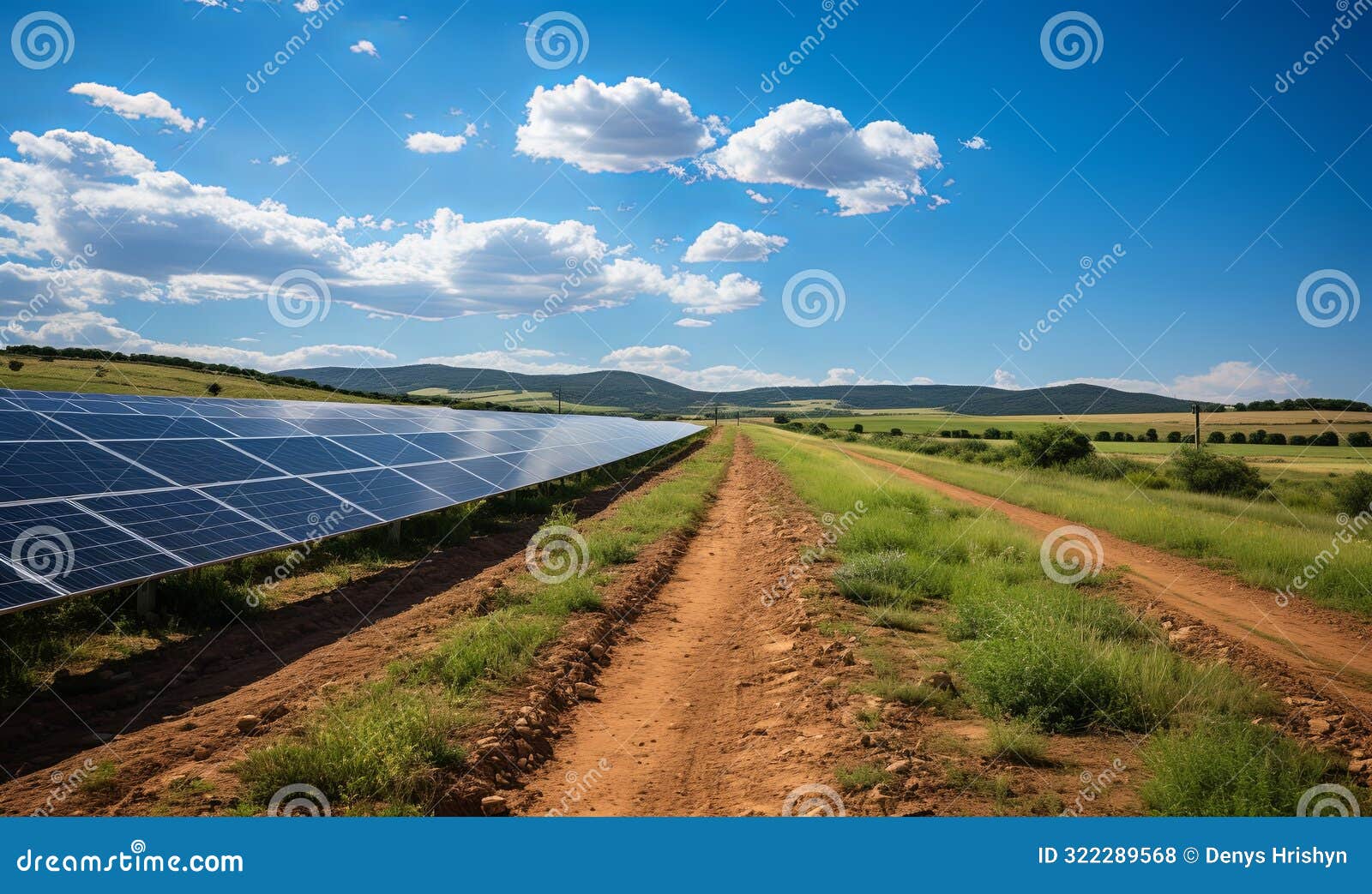Dirt Road with Solar Panel stock photo. Image of panel - 322289568