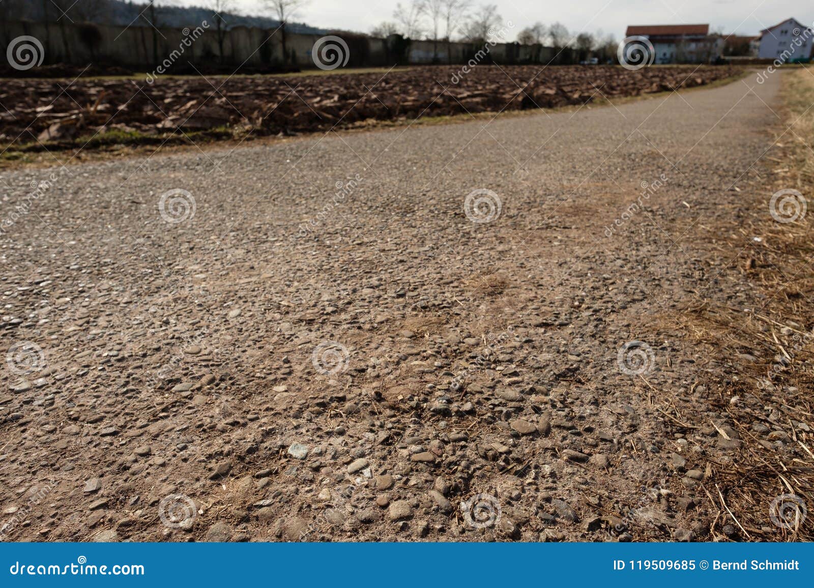 Dirt Road with Tar and Focus on Foreground Stock Image - Image of ...
