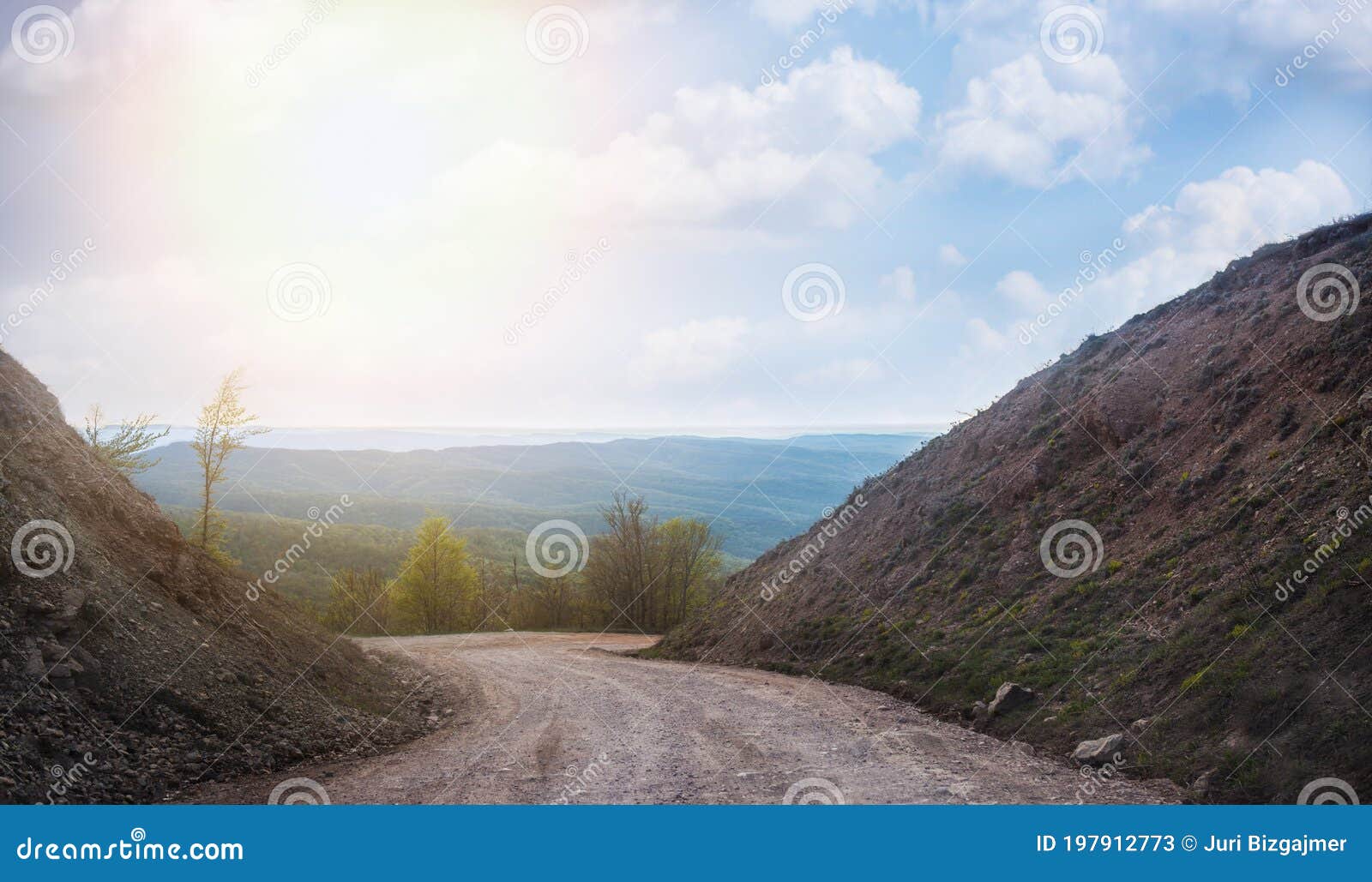 Dirt Road To the Open Mountain Range Stock Image - Image of country ...