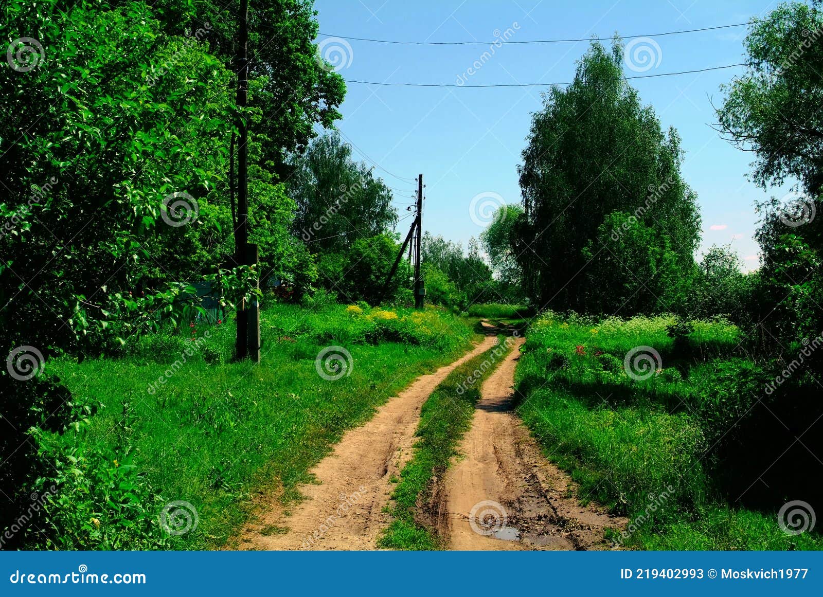 Dirt road in the village stock image. Image of ground - 219402993