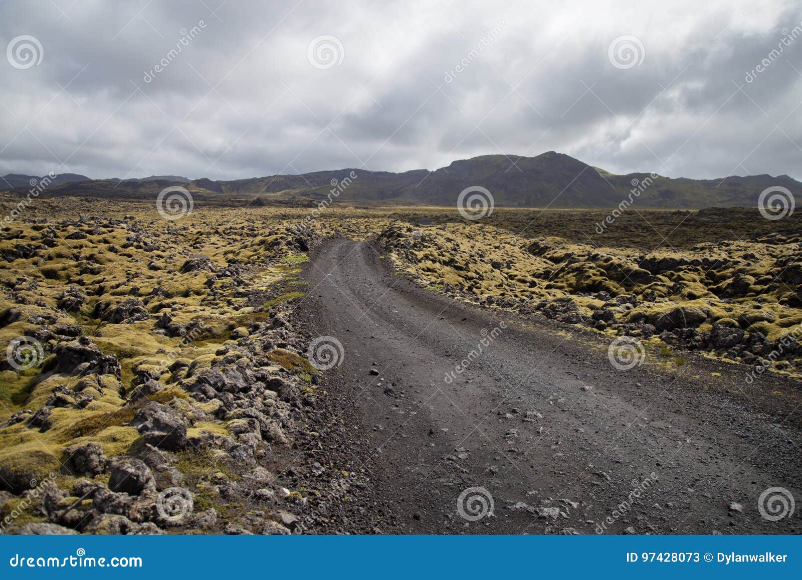 Dirt Road through Volcanic Lava Field in Iceland Stock Image - Image of ...