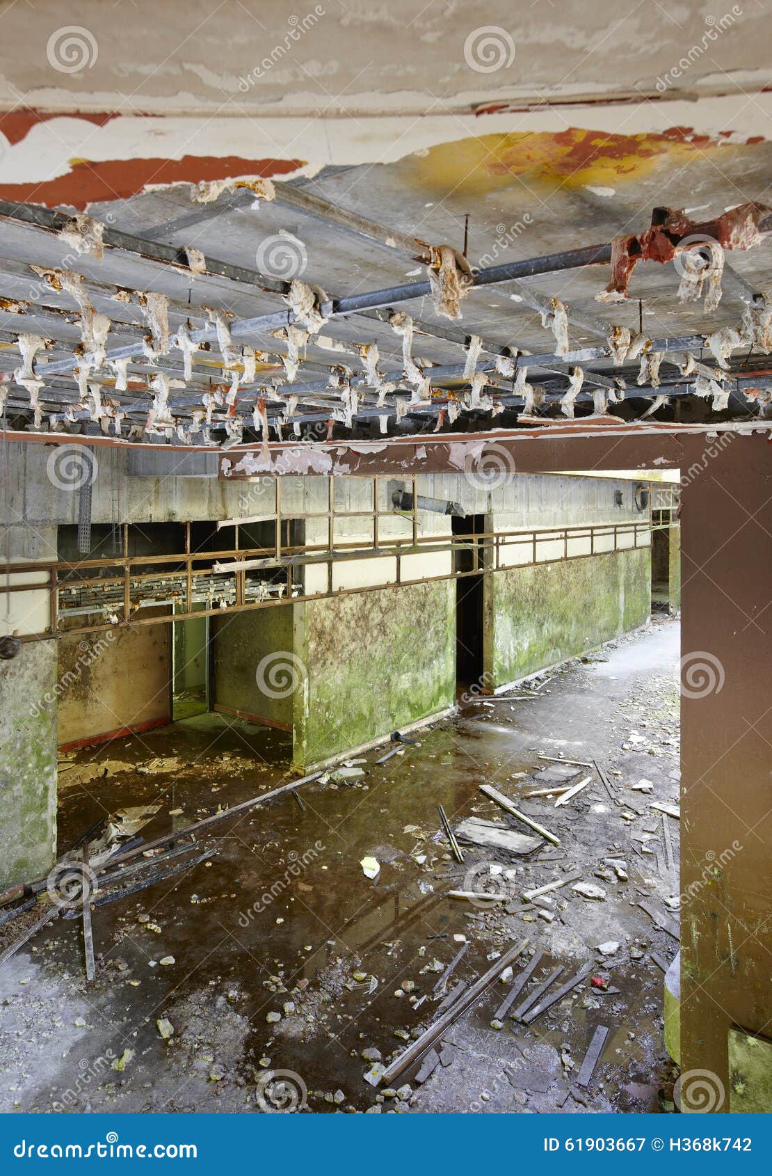 Dirty Abandoned Building Interior in Ruins. Stock Image - Image of ...