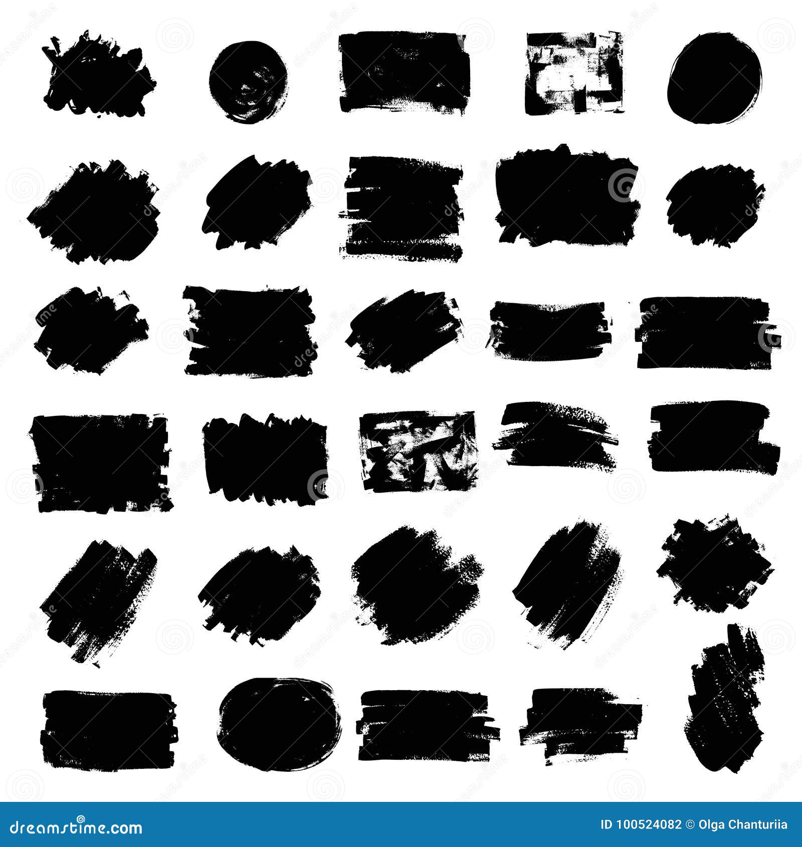Set of Black Paint, Ink Brush Strokes, Brushes, Lines, Circle. Stock ...