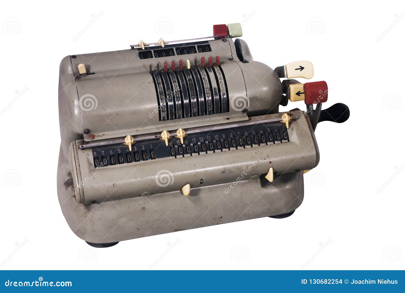 Dirty Adding Machine with Assorted Buttons and Switches. Stock Photo ...