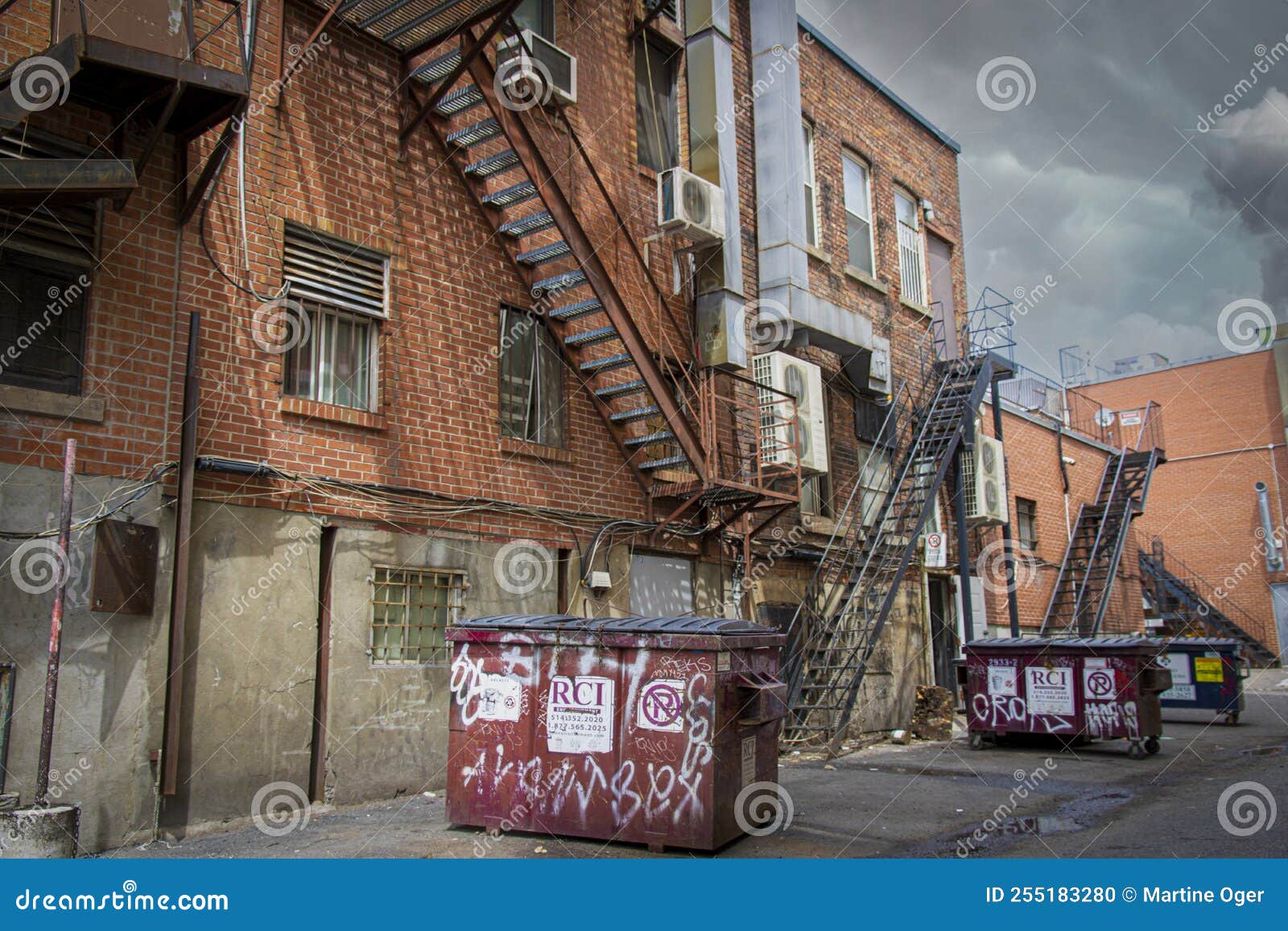 Dirty alley in Montreal stock photo. Image of montreal - 255183280