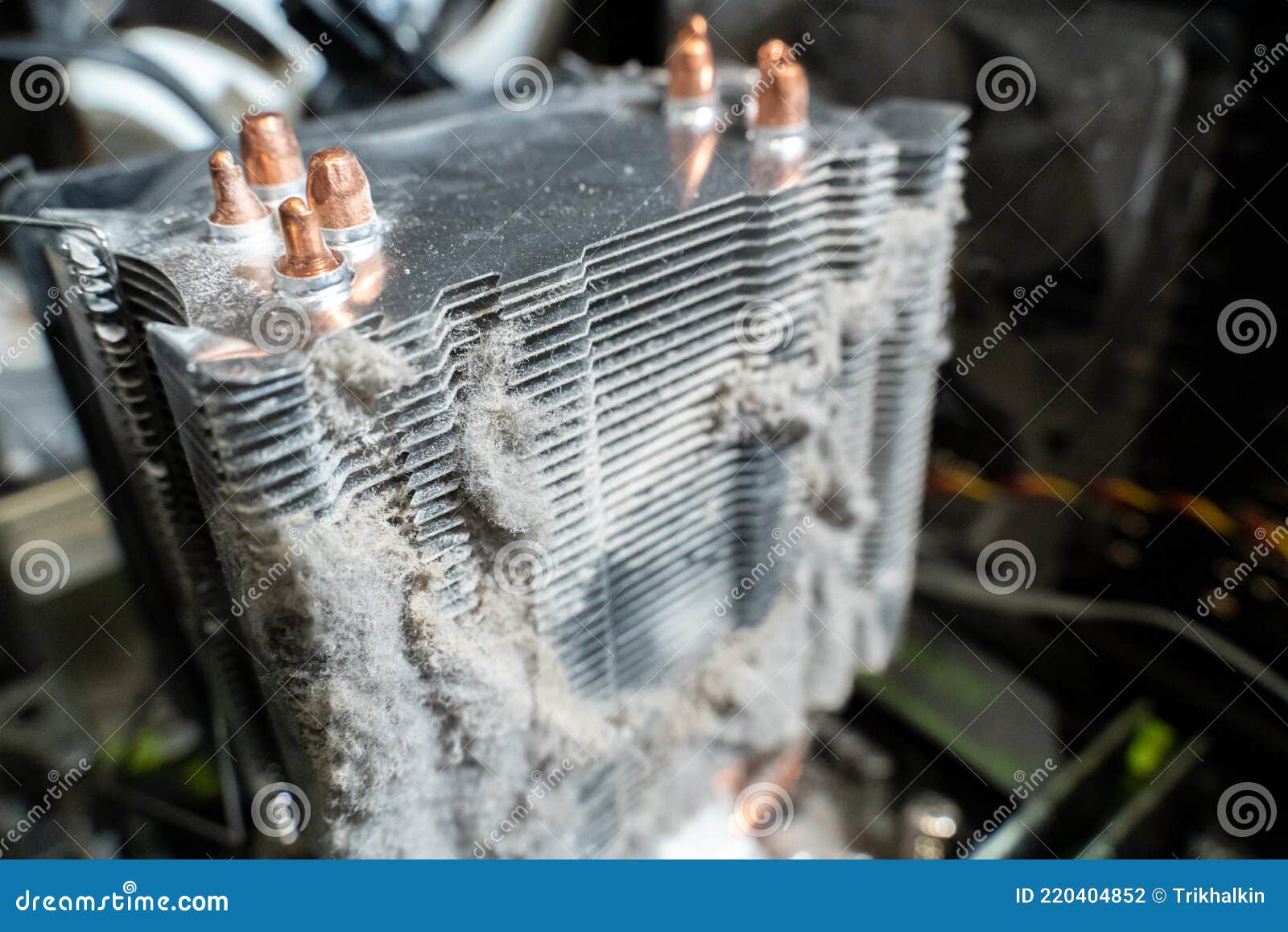Lumps of Dust and Dirt on the Cooling Element. Dirty Aluminum Heatsink ...