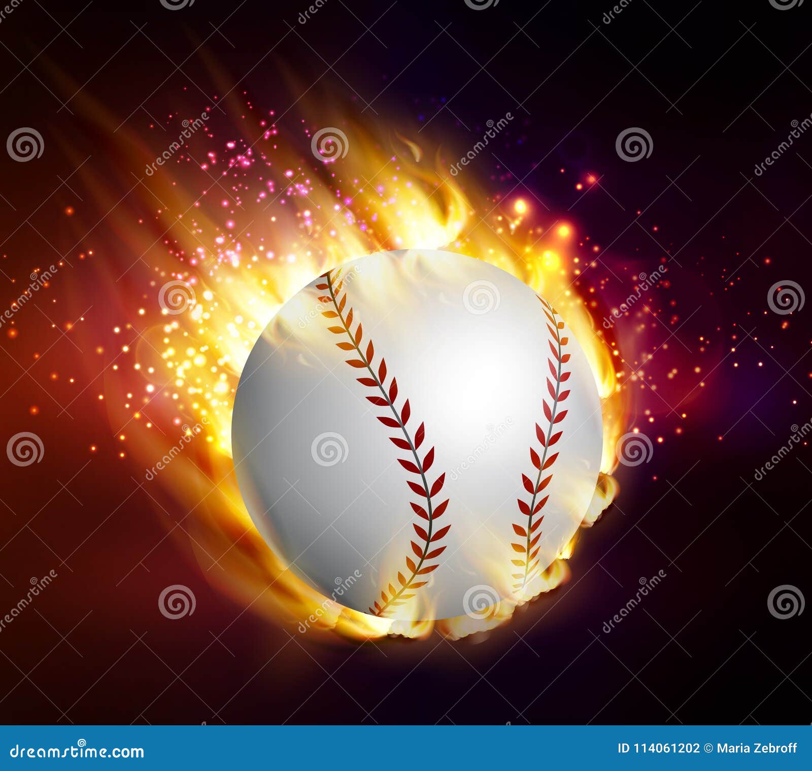 Dirty Baseball Speeding through the Air on Fire Stock Vector ...