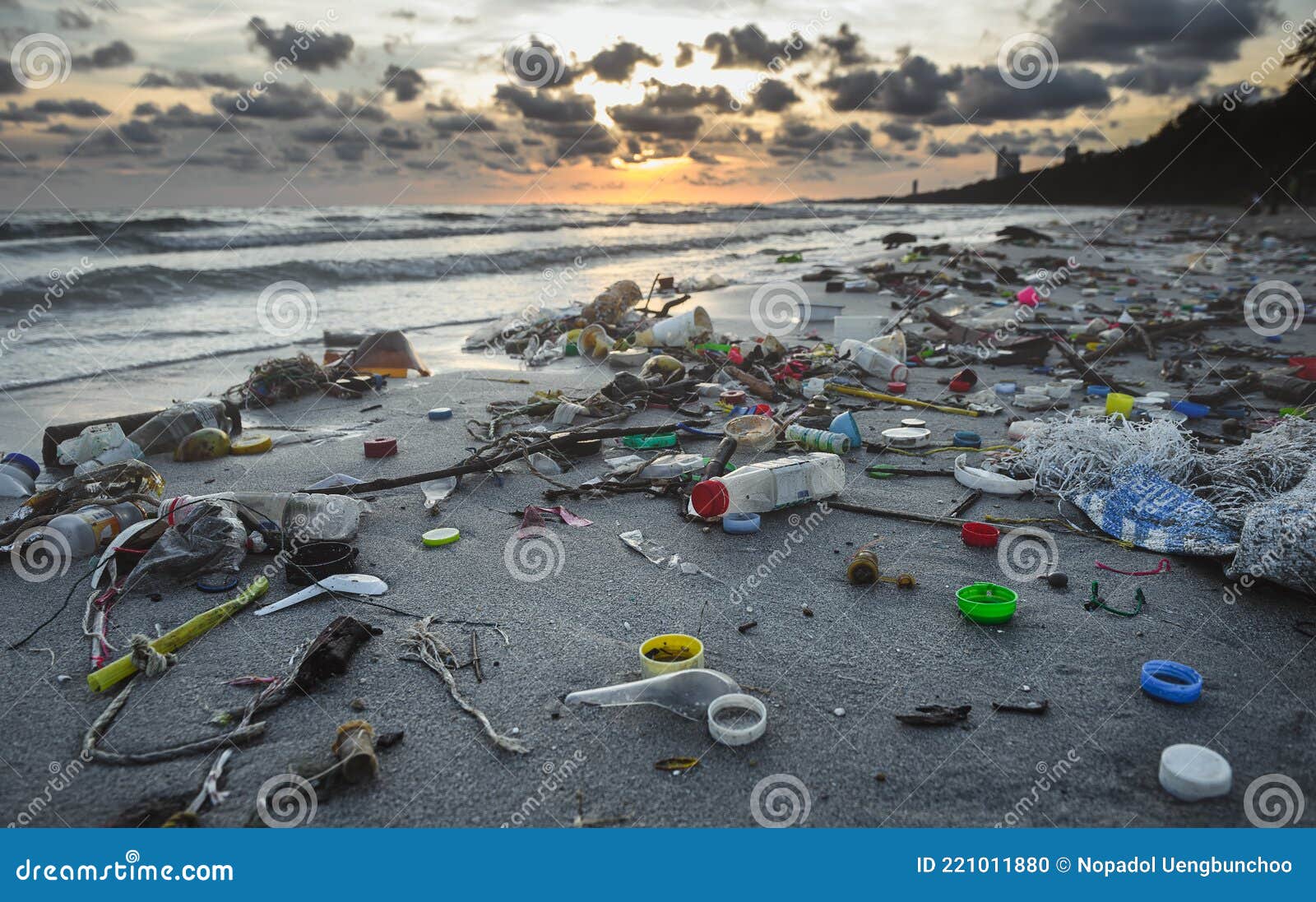Dirty Beach Environment from Plastic Garbage Stock Photo - Image of ...