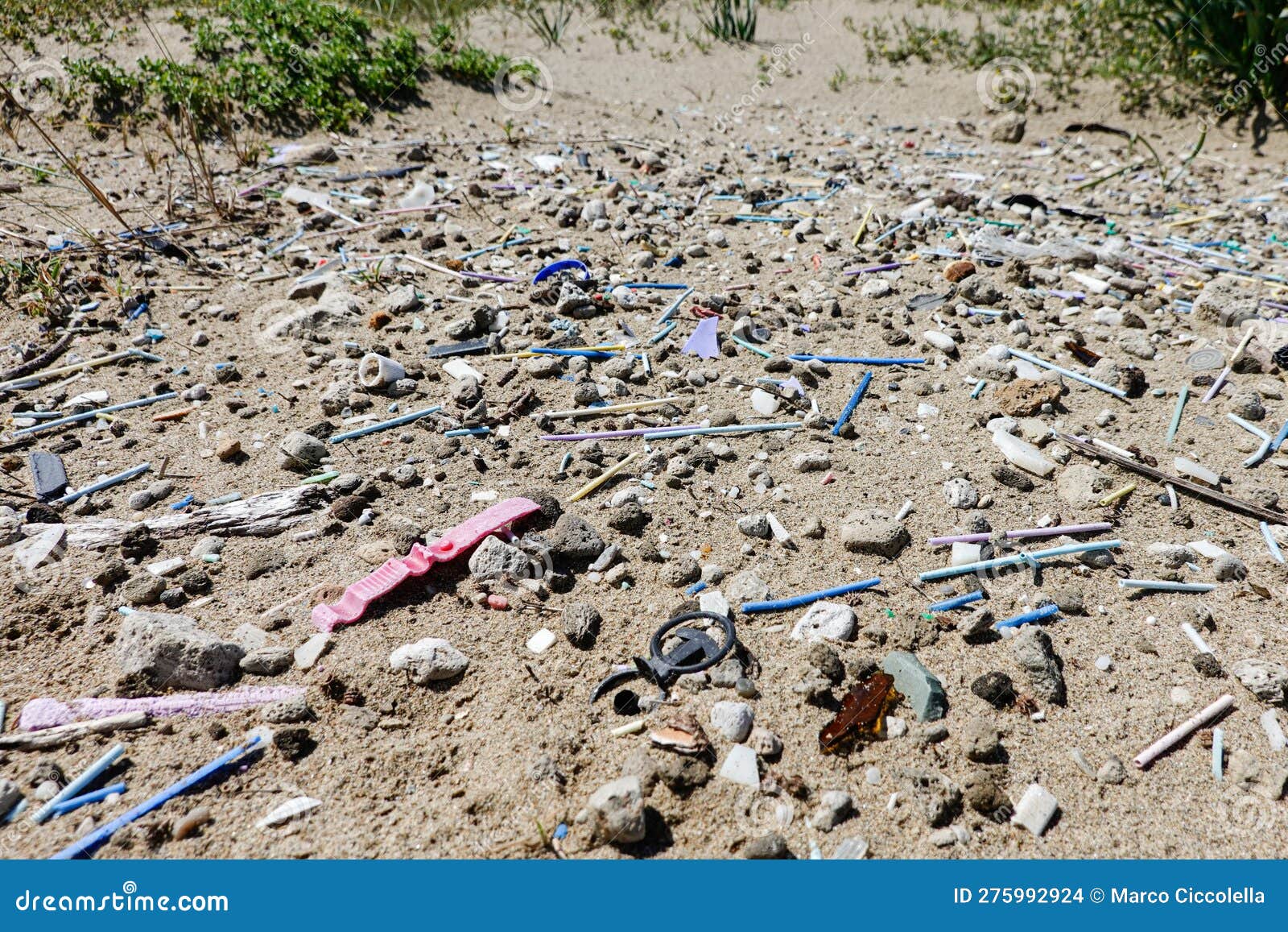 Dirty Beach Full of Plastic, Microplastic, Bottles, Straws and Various Garbage Stock Photo ...
