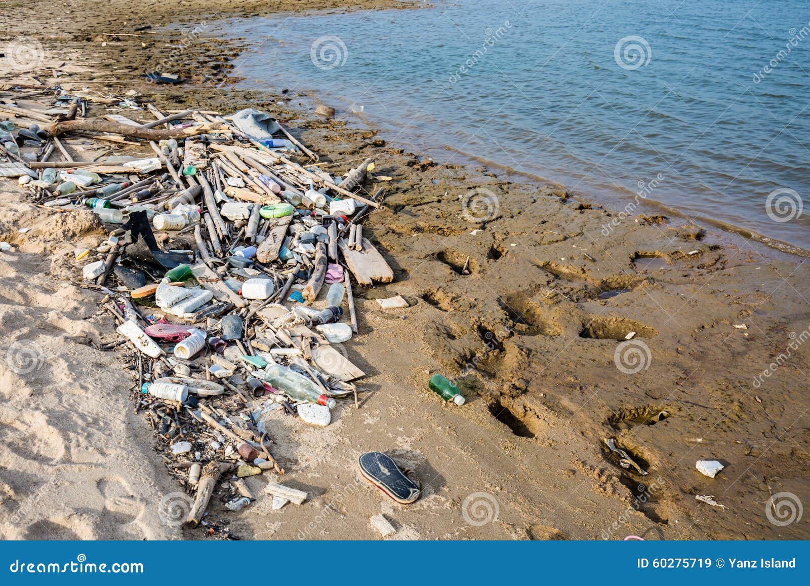 Dirty beach stock image. Image of unhygienic, bottle - 60275719