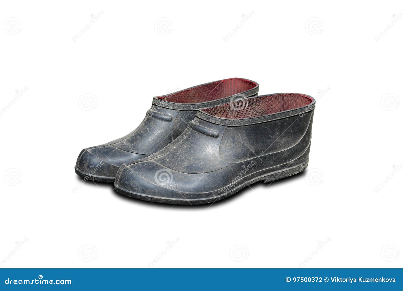 Dirty Black Rubber Galoshes. on a White Background Stock Photo - Image ...
