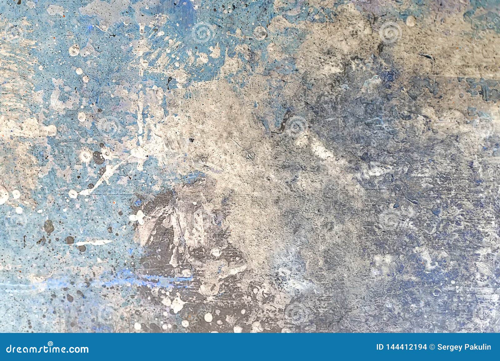 A Dirty Blue Abstract Background with Drops of Oil Paint on a Flat ...
