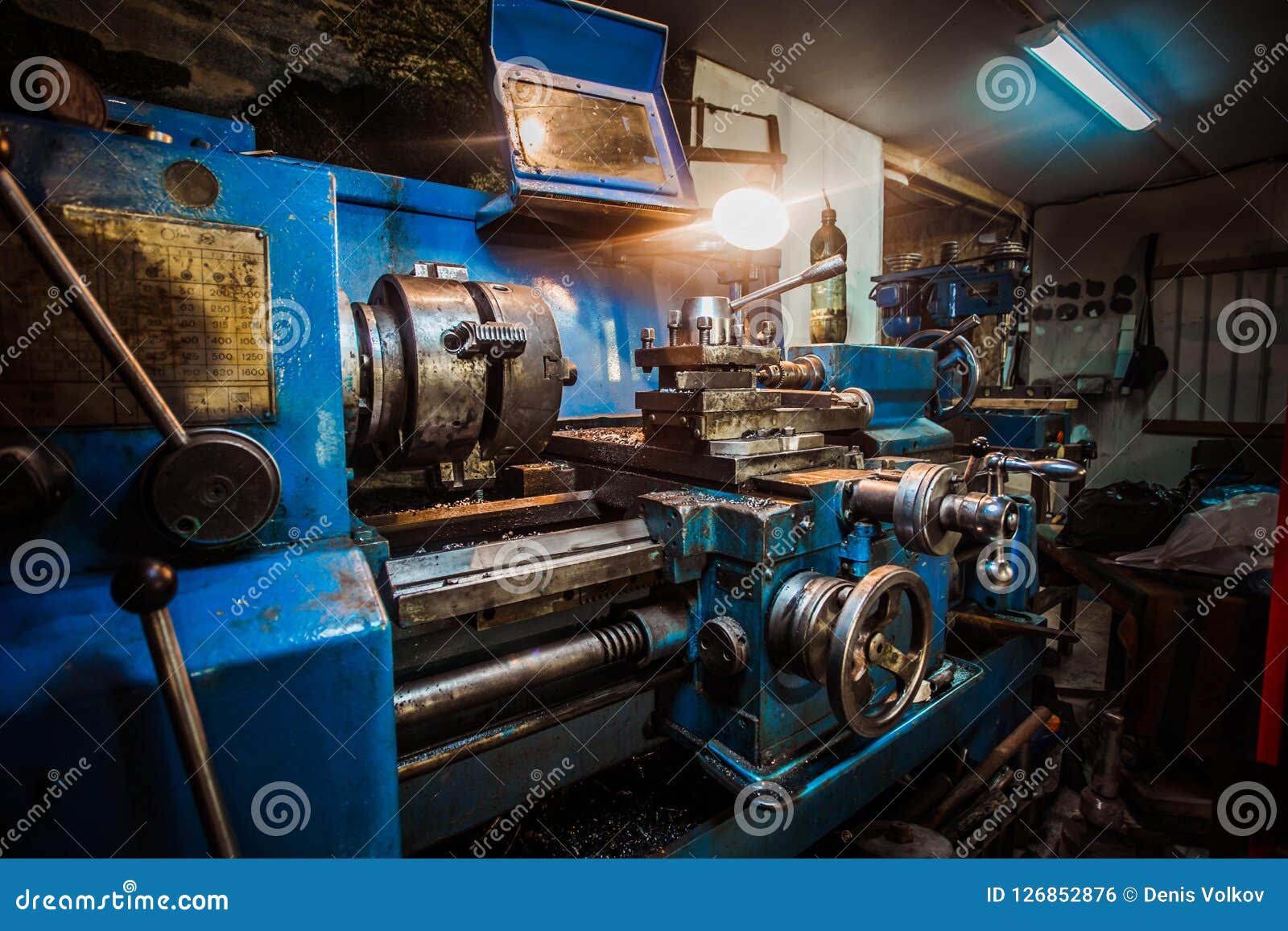 Dirty blue milling machine stock photo. Image of equipment - 126852876