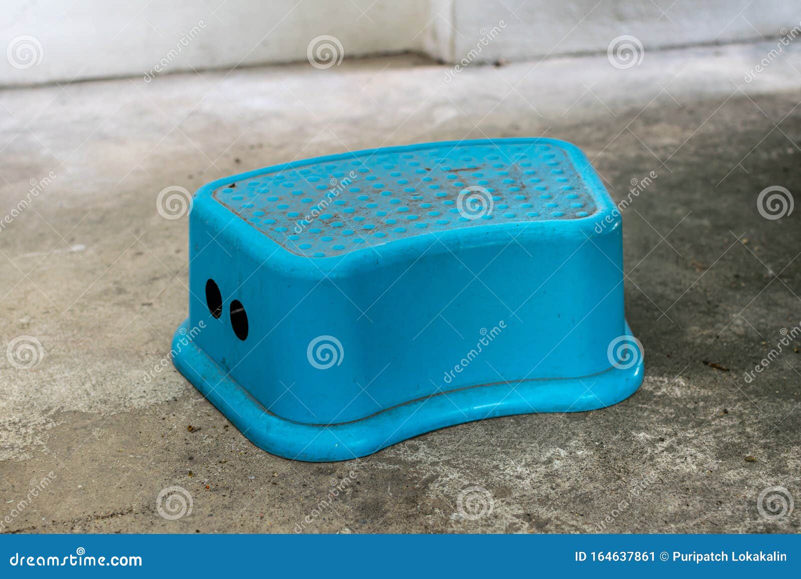 A Dirty Blue Plastic Step Stool Stock Image - Image of blue, closeup ...
