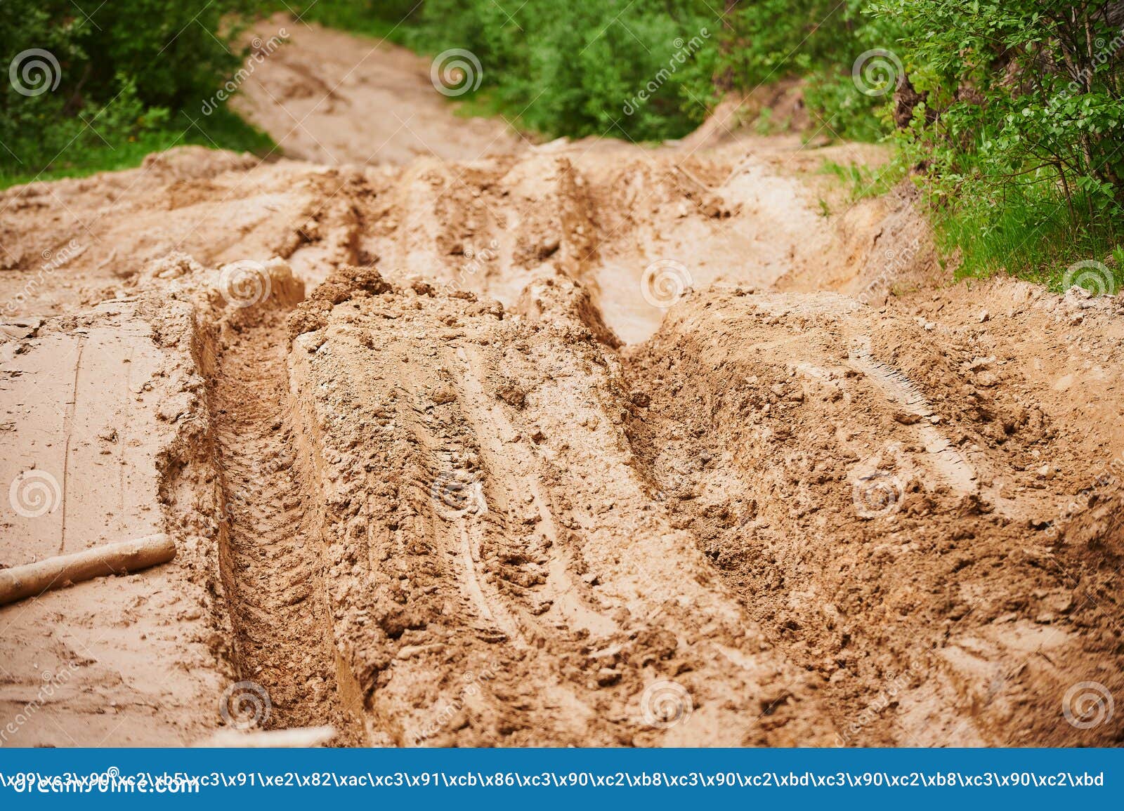 Dirty Blurry Dirt Road with Tire Tracks in Spring. Off-road. Stock ...