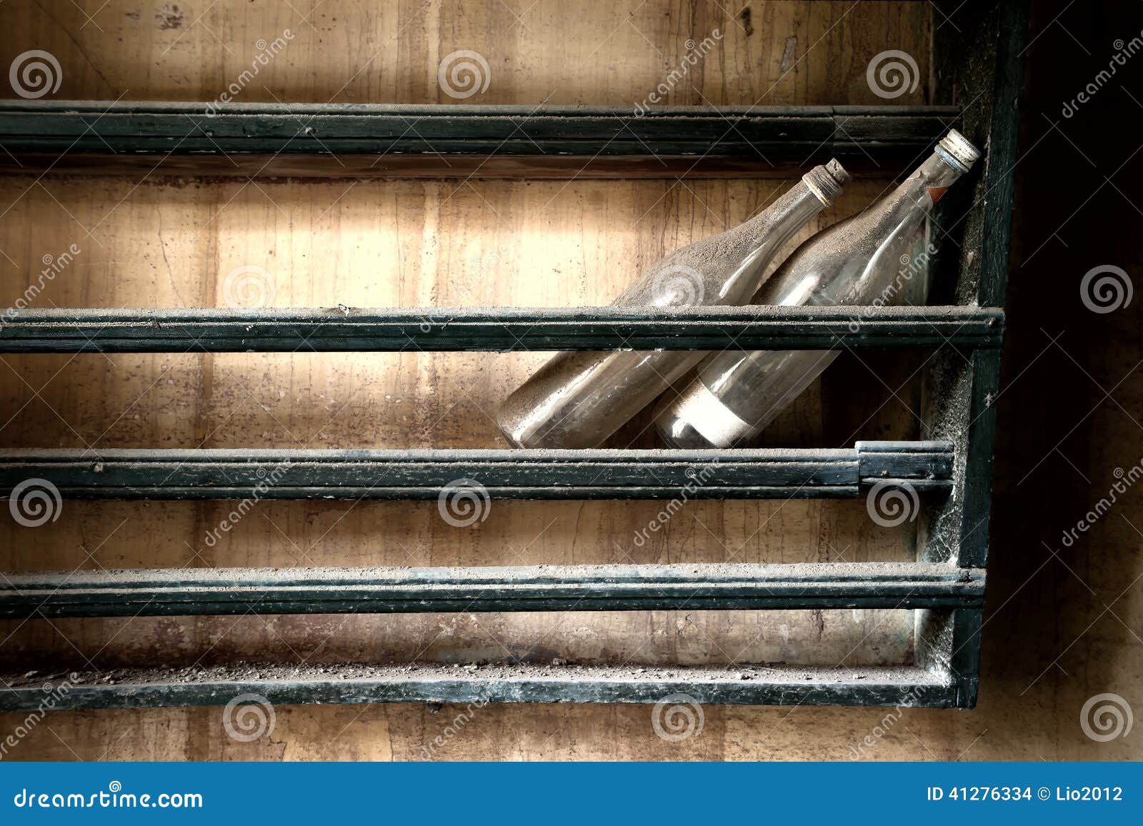 Dirty Bottles on Dusty Shelf Stock Photo - Image of dirty, wine: 41276334