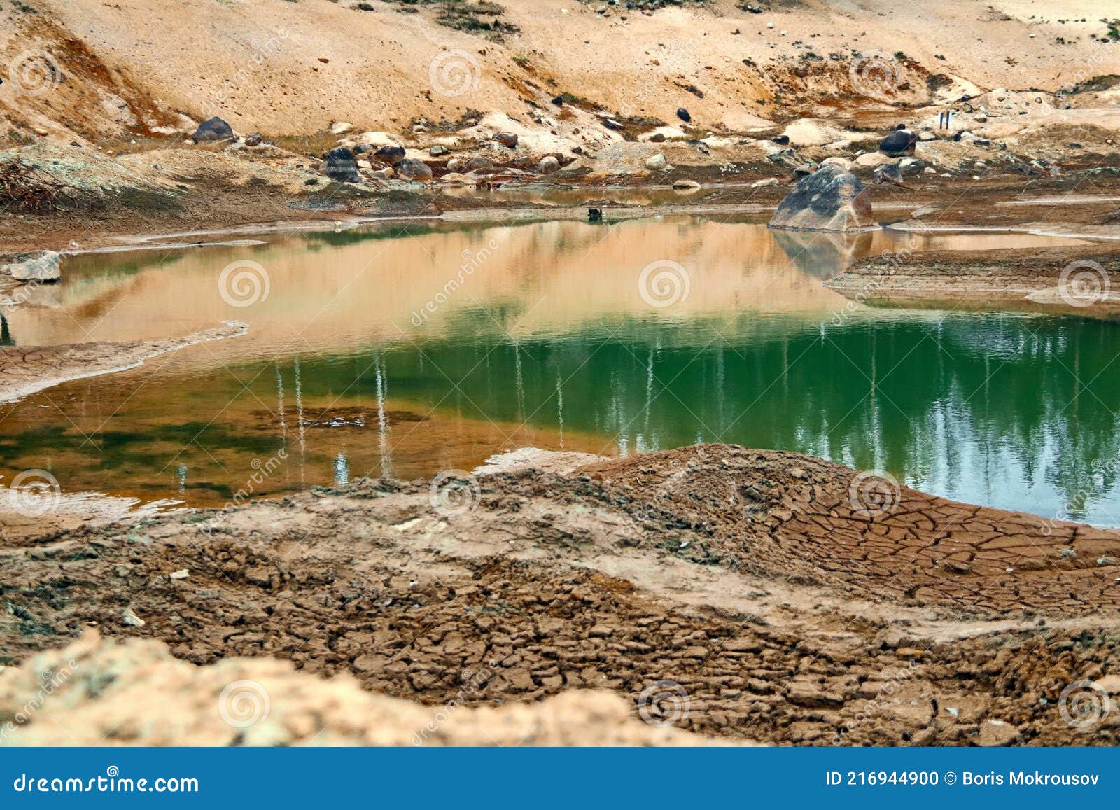 Dirty Bottom of a Dried-up Lake. Ecological Problems. Stock Photo ...