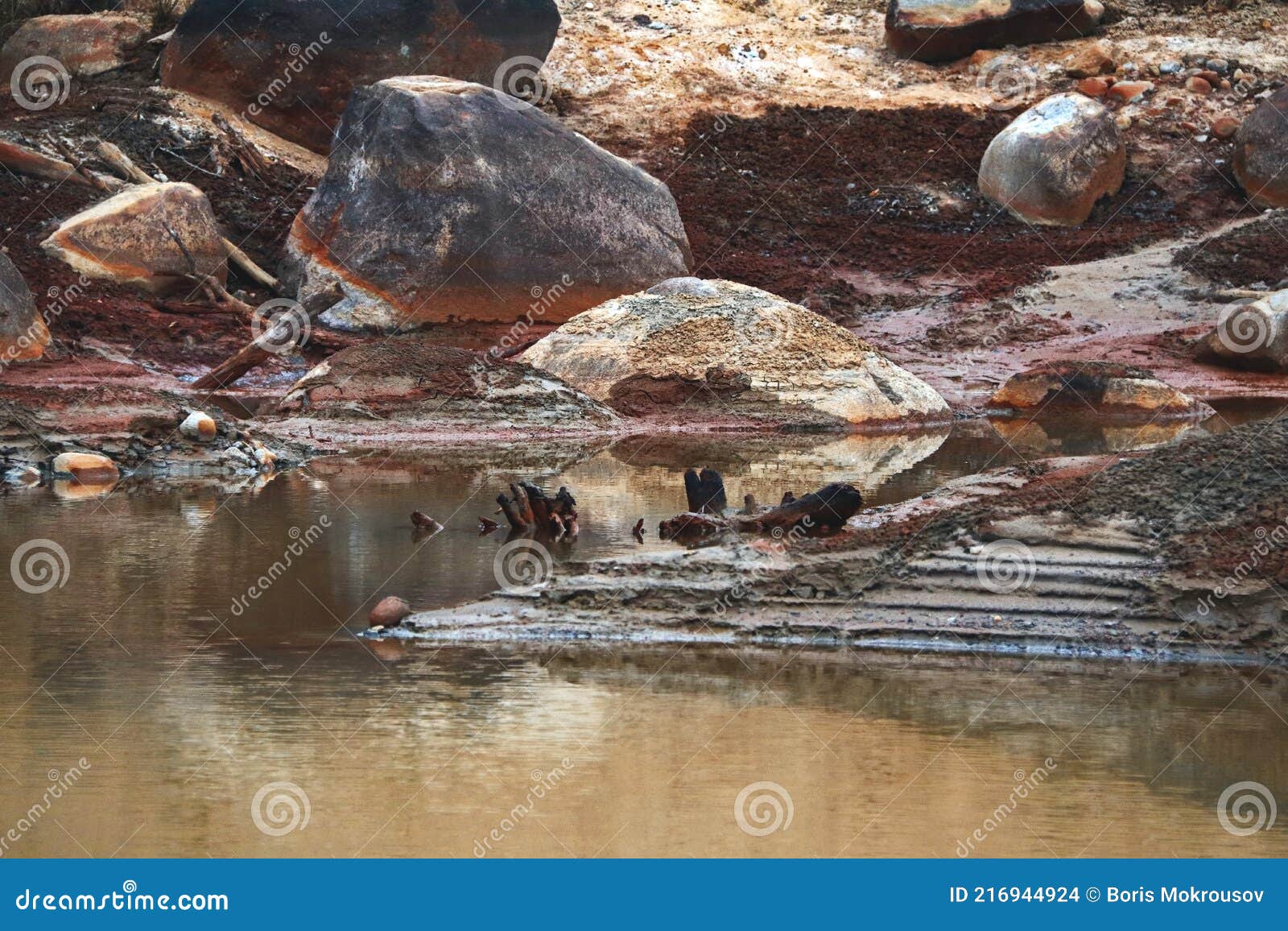 Dirty Bottom of a Dried-up Lake. Ecological Problems. Stock Photo ...