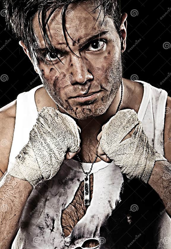 Dirty boxer punching stock photo. Image of adult, emotion - 15743396