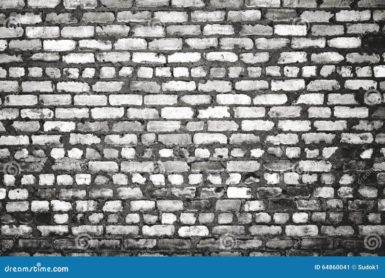 Dirty Brick Wall in Monochrome Stock Image - Image of feature, damaged ...