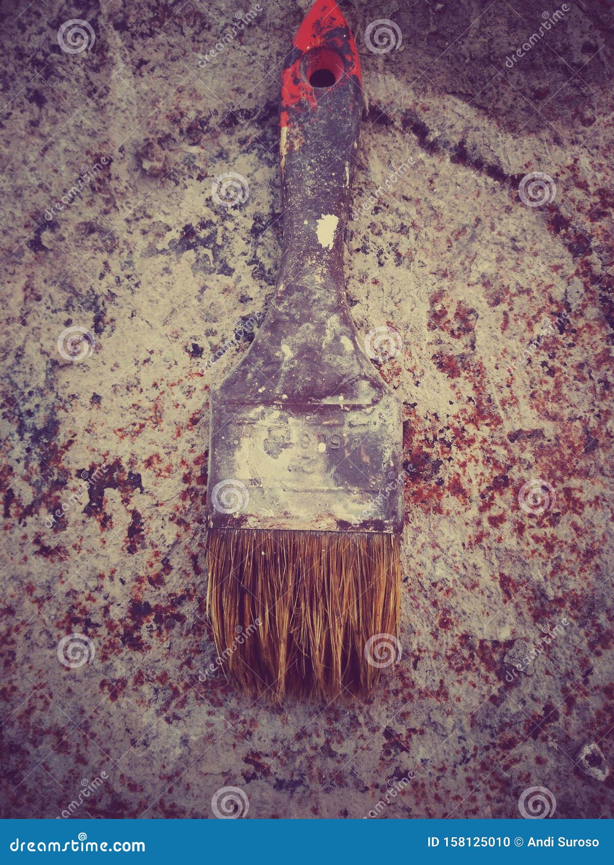 Dirty and Broken Paint Brush on the Rusty Metal. Stock Photo - Image of ...