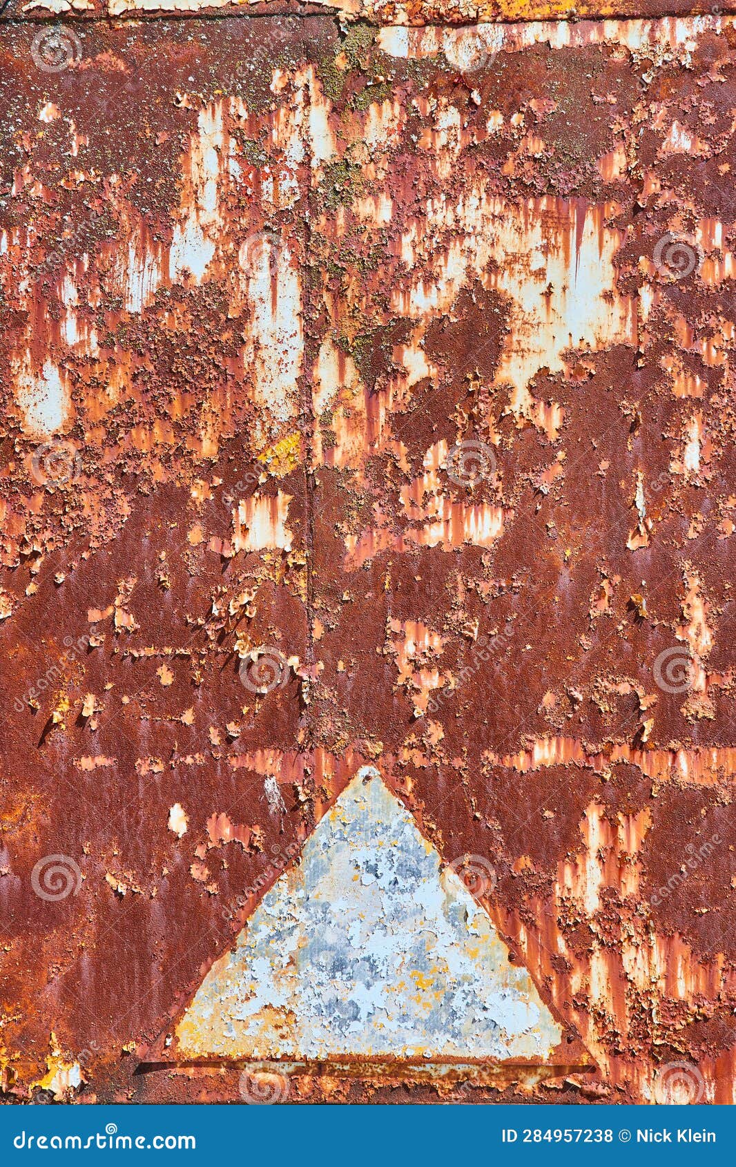 Dirty Brown, Orange, Rusted Panel with Distinct Silver Triangle ...