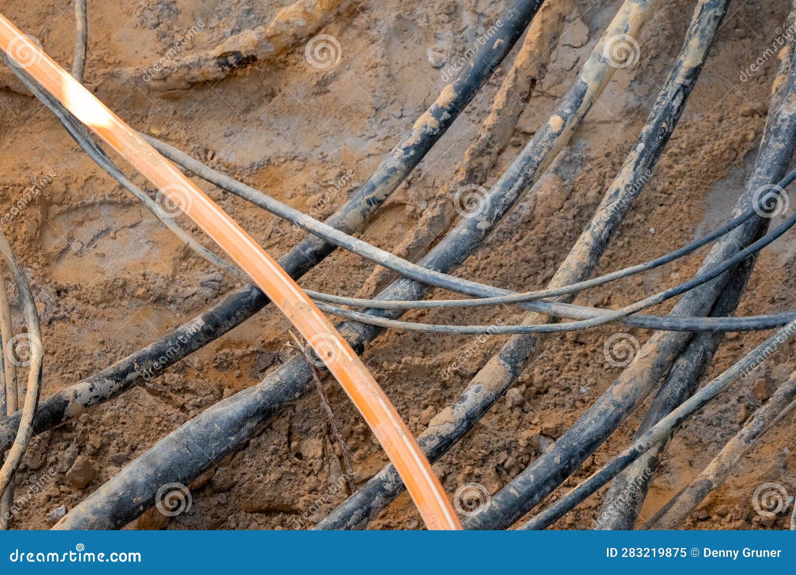 Cables Under the Ground on a Construction Site Stock Image - Image of ...