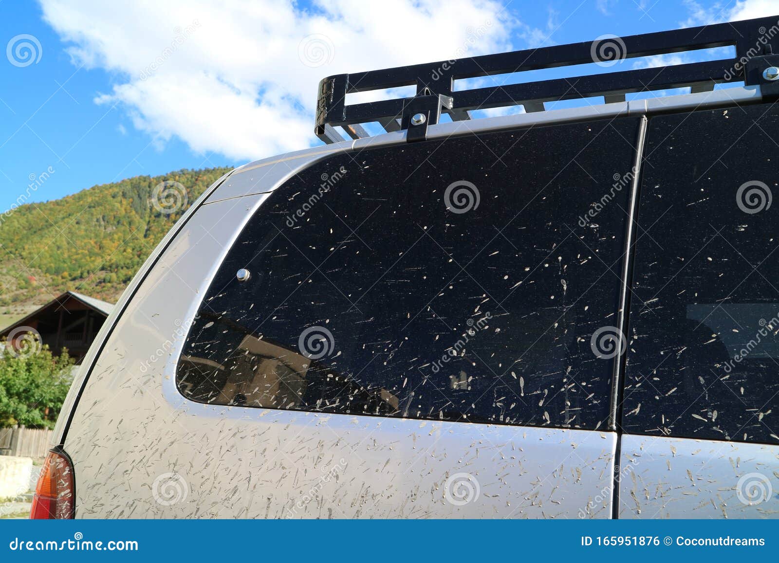 Dirty Camper Van on the Country Road Stock Photo - Image of color ...