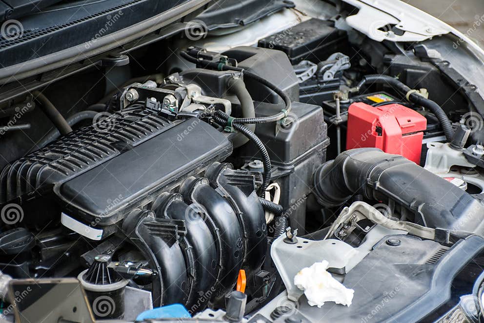 Dirty car engine with dust stock image. Image of industrial - 144172023
