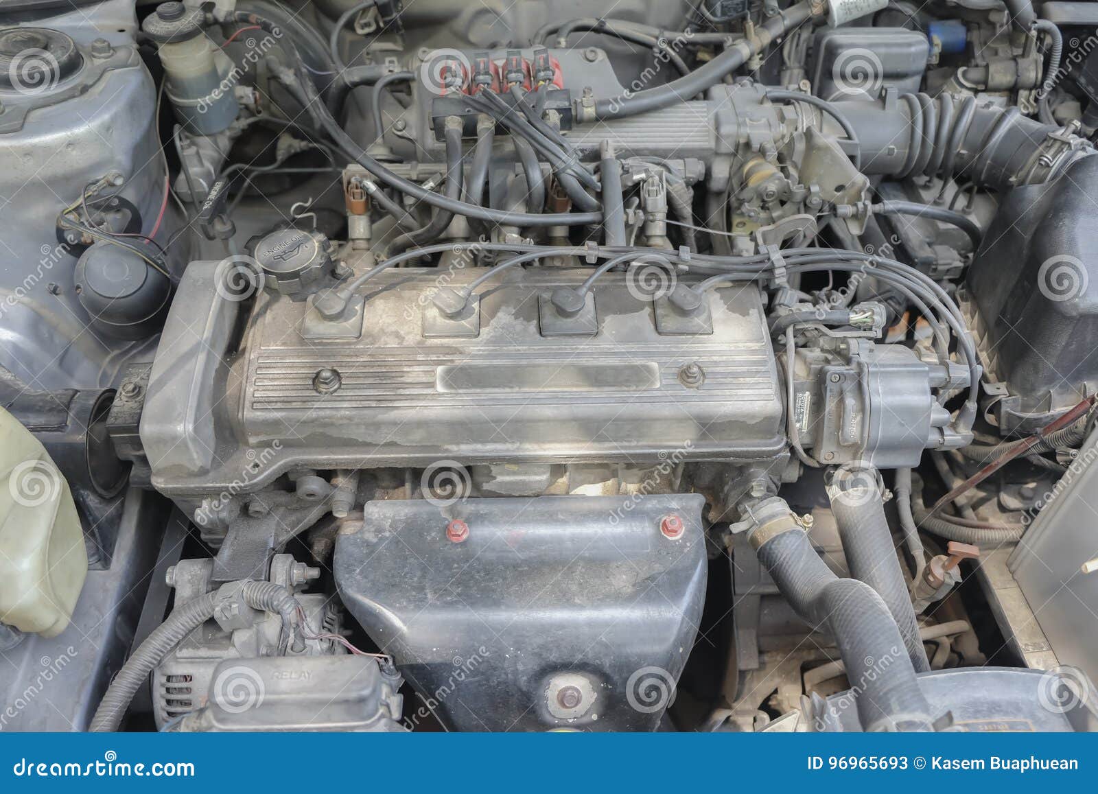 Dirty car engine room stock image. Image of shop, service - 96965693