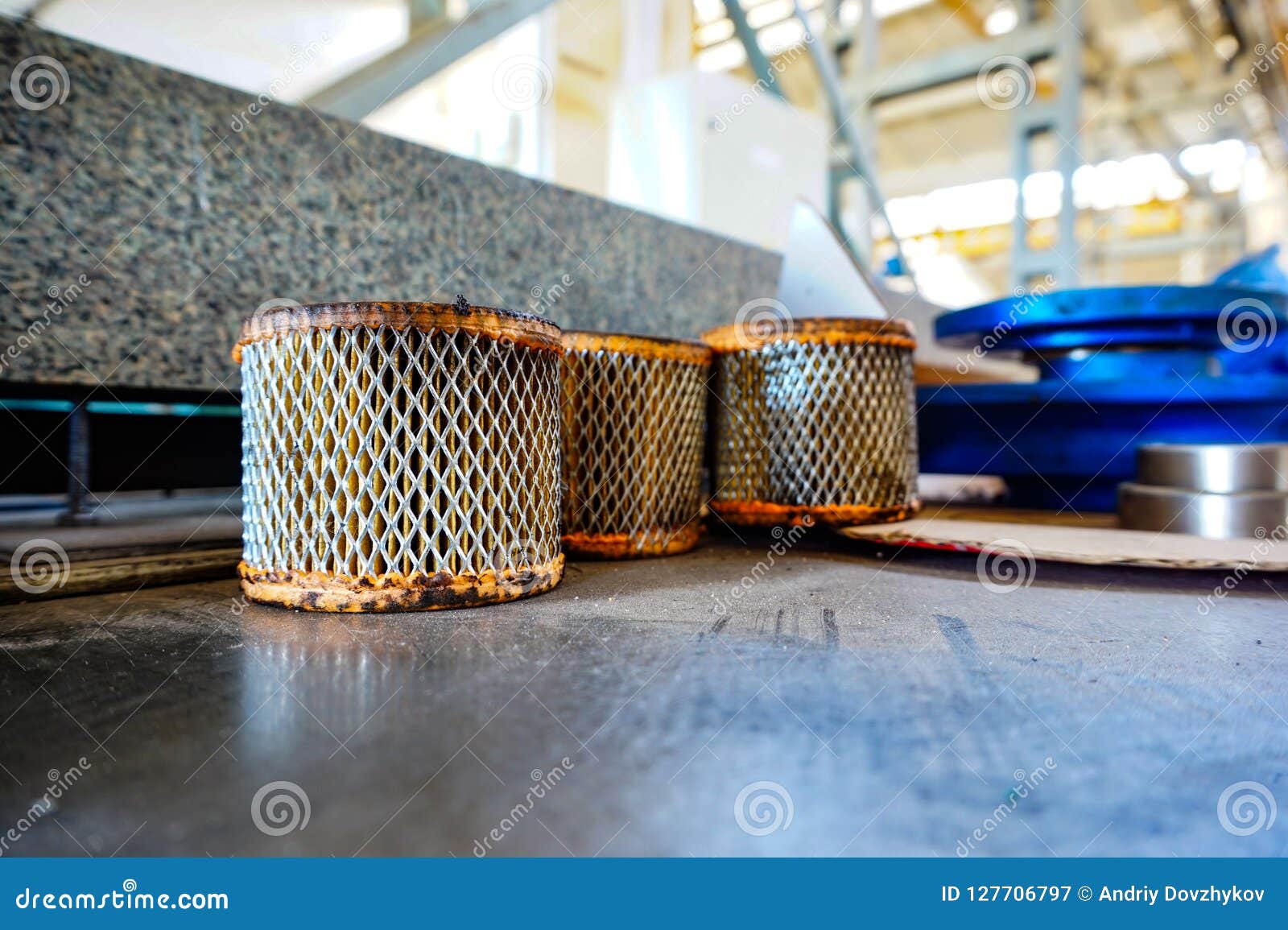 Dirty Car Oil Filter is on the Table. Stock Image - Image of lube ...