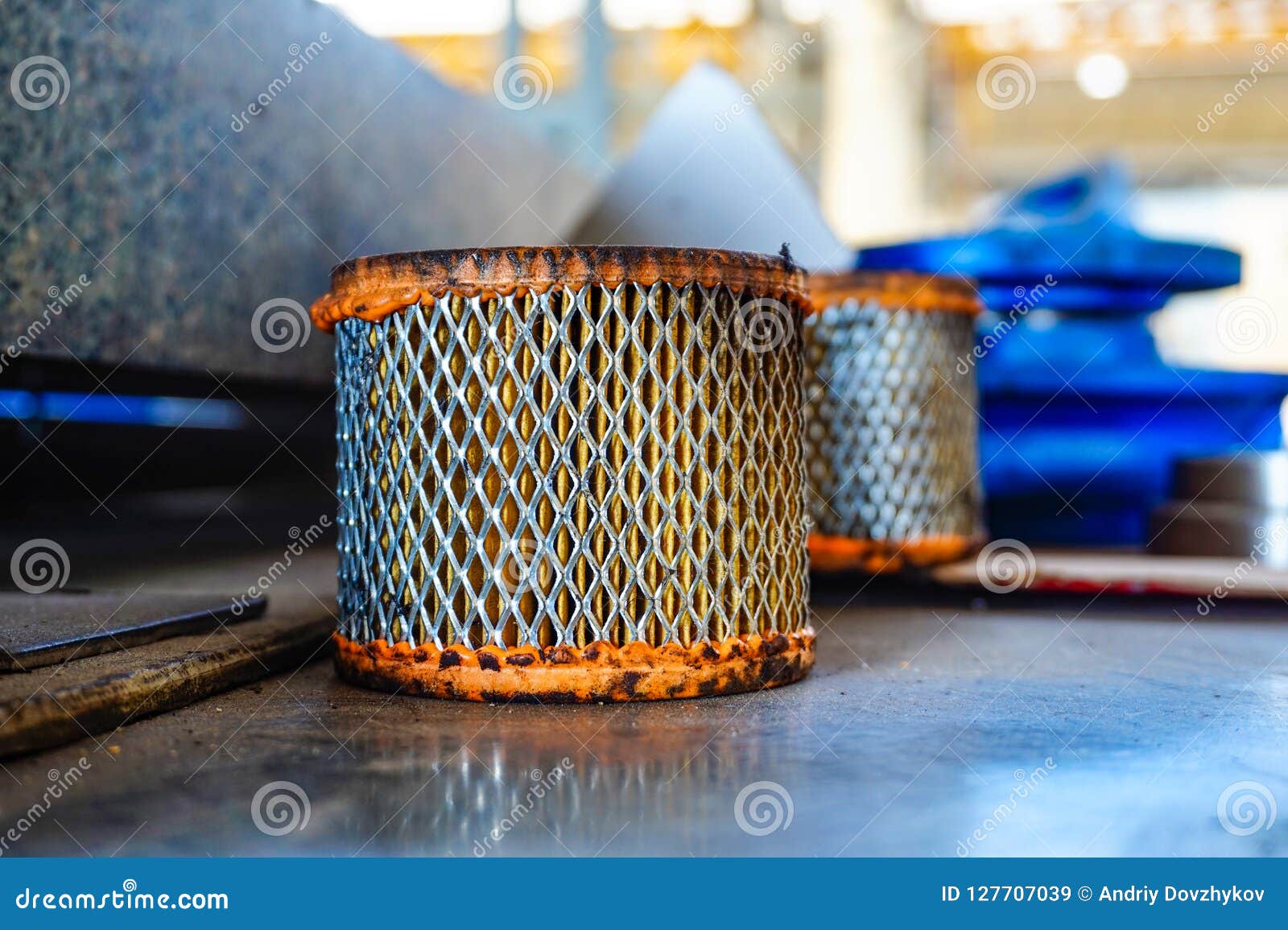 Dirty Car Oil Filter is on the Table. Stock Image - Image of detail ...