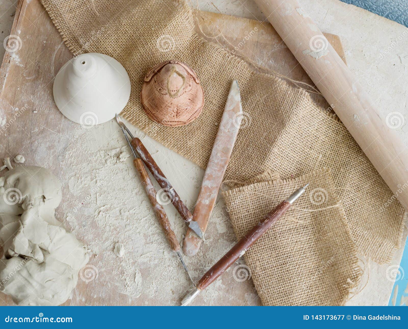 Dirty Tools for Working with Clay on the Table Stock Image - Image of ...