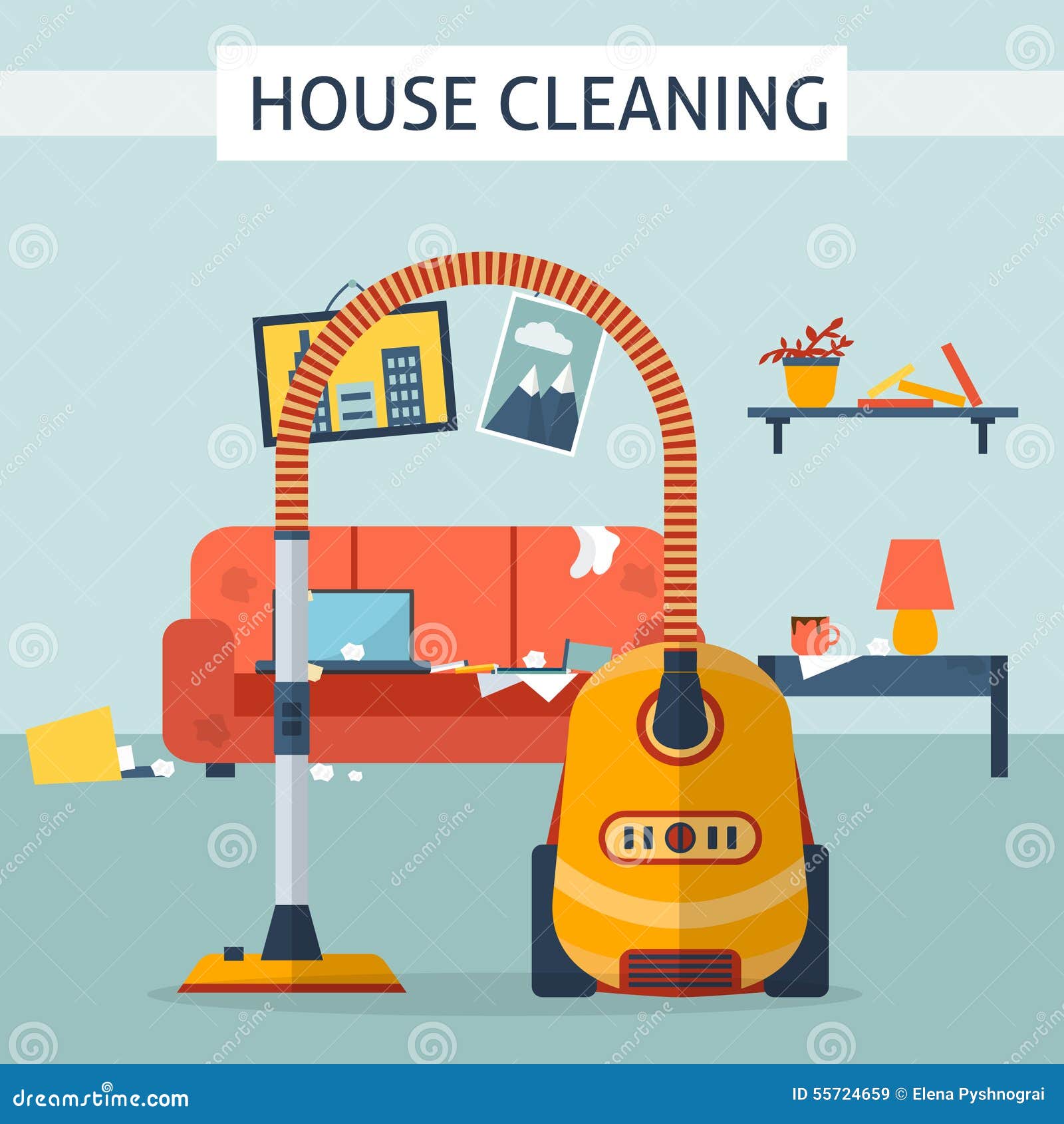 Dirty and clean room. stock vector. Illustration of book - 55724659