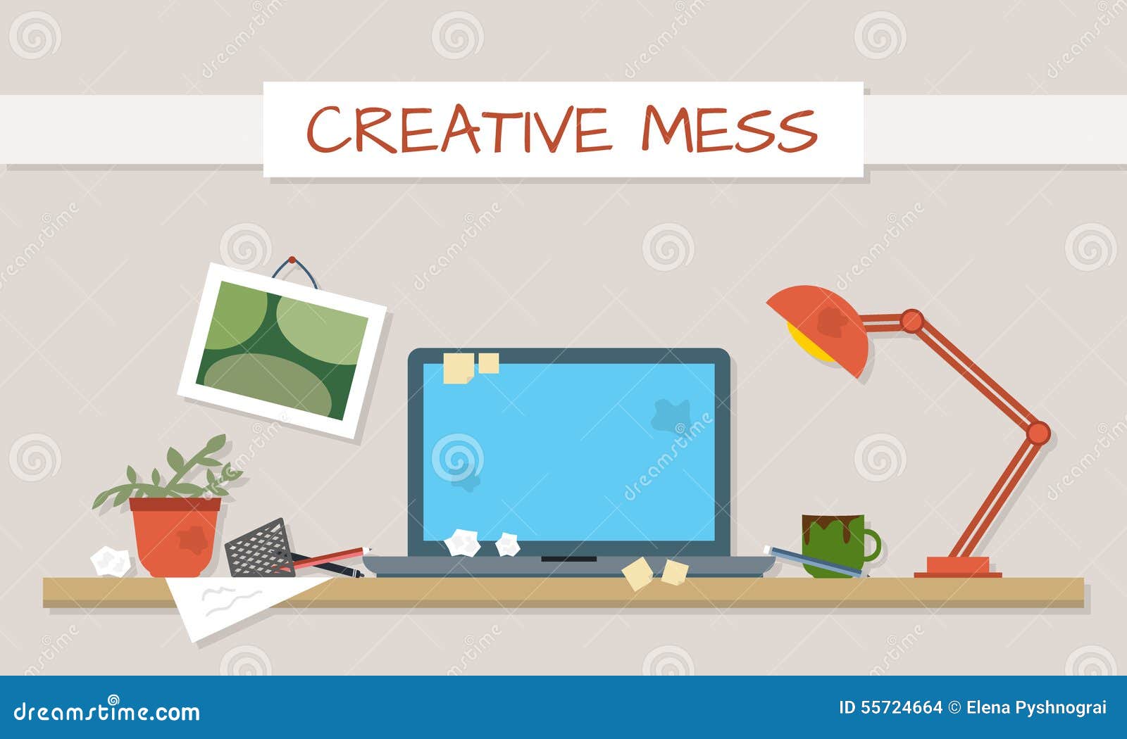 Dirty and Clean Work Table. Stock Vector - Illustration of paper, desk ...