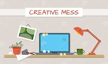 Dirty and Clean Work Table. Stock Vector - Illustration of paper, desk ...