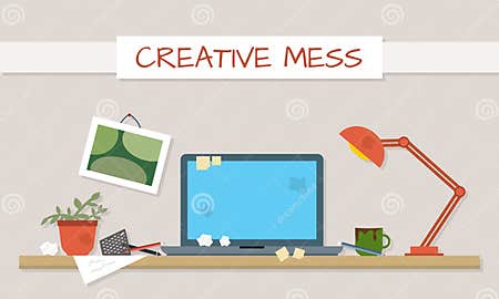 Dirty and Clean Work Table. Stock Vector - Illustration of paper, desk ...