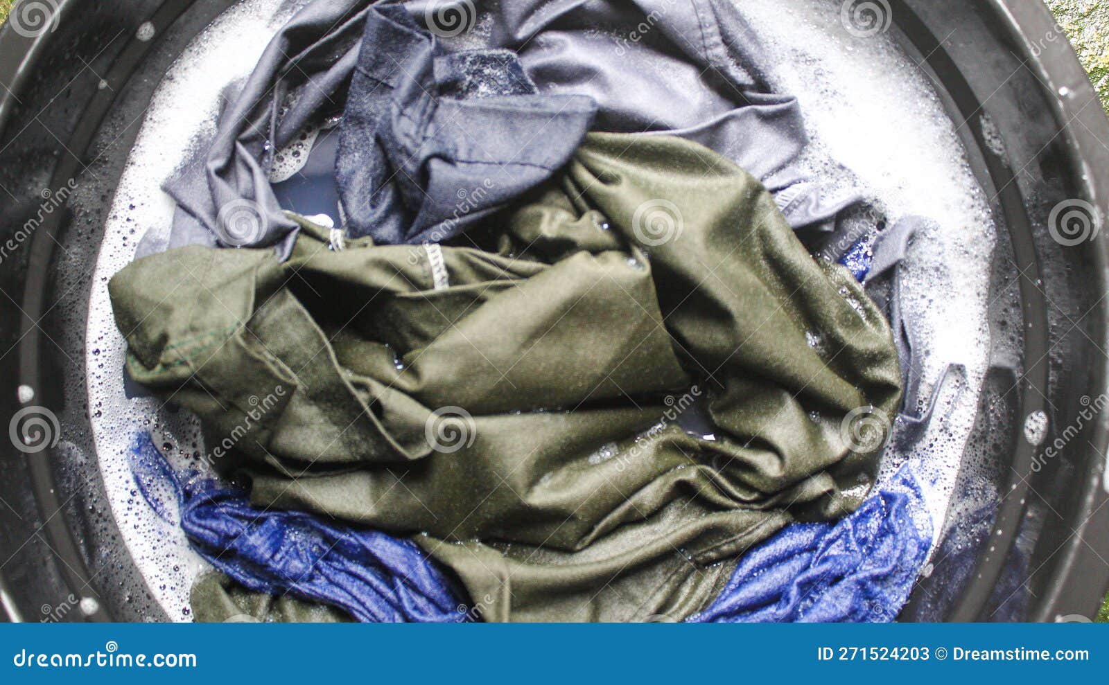 Dirty Clothes Soaked in Detergent Water Stock Image - Image of costume ...