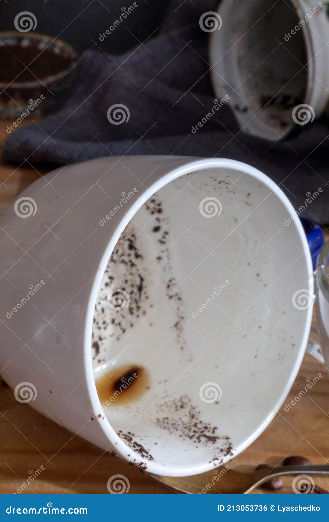 A Dirty Coffee Cup and Saucer and a Coffee Mug. Stock Photo - Image of ...