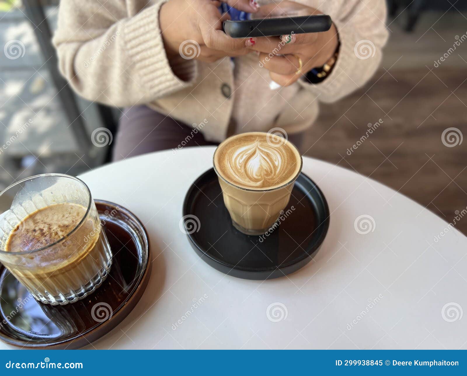 Dirty Coffee Menu Drink on White Table at Cafeteria. Stock Image ...