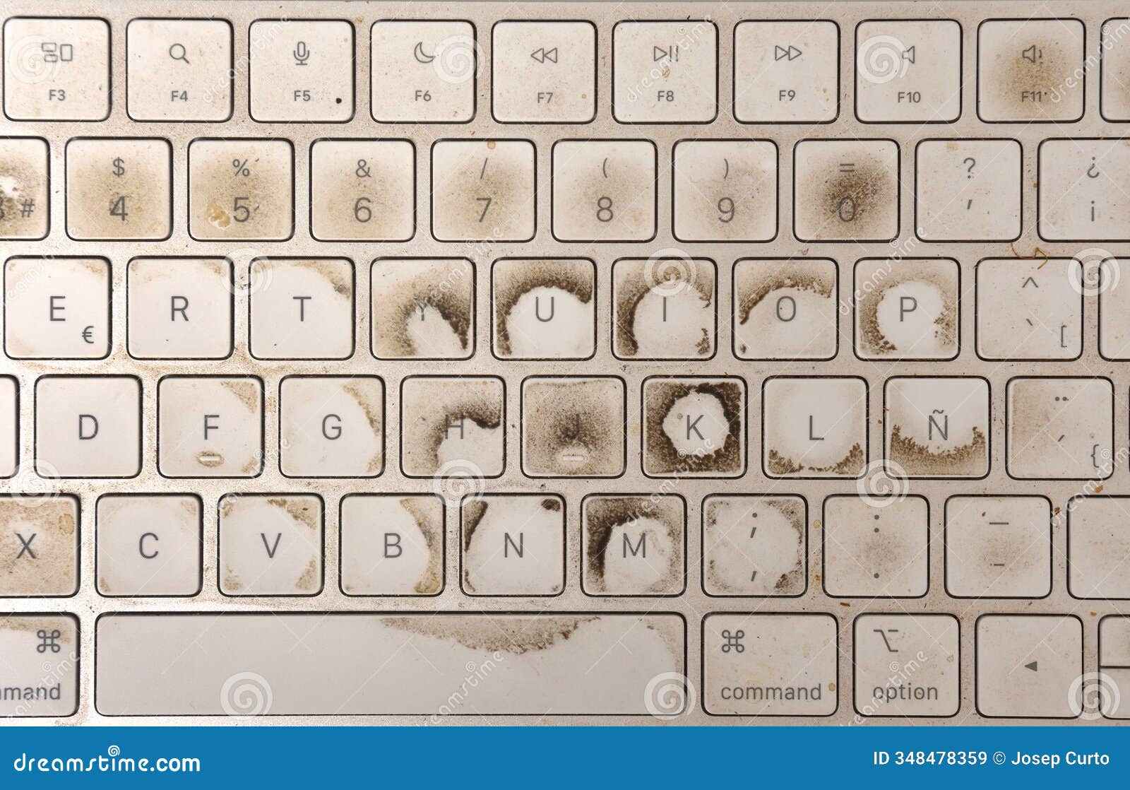 Dirty Computer Keyboard Isolated on White Background Stock Image ...