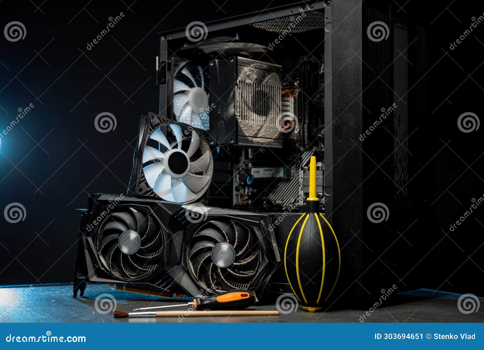 Dirty Cooler Ventilation System Unit Computer, Cleaning from Dust ...