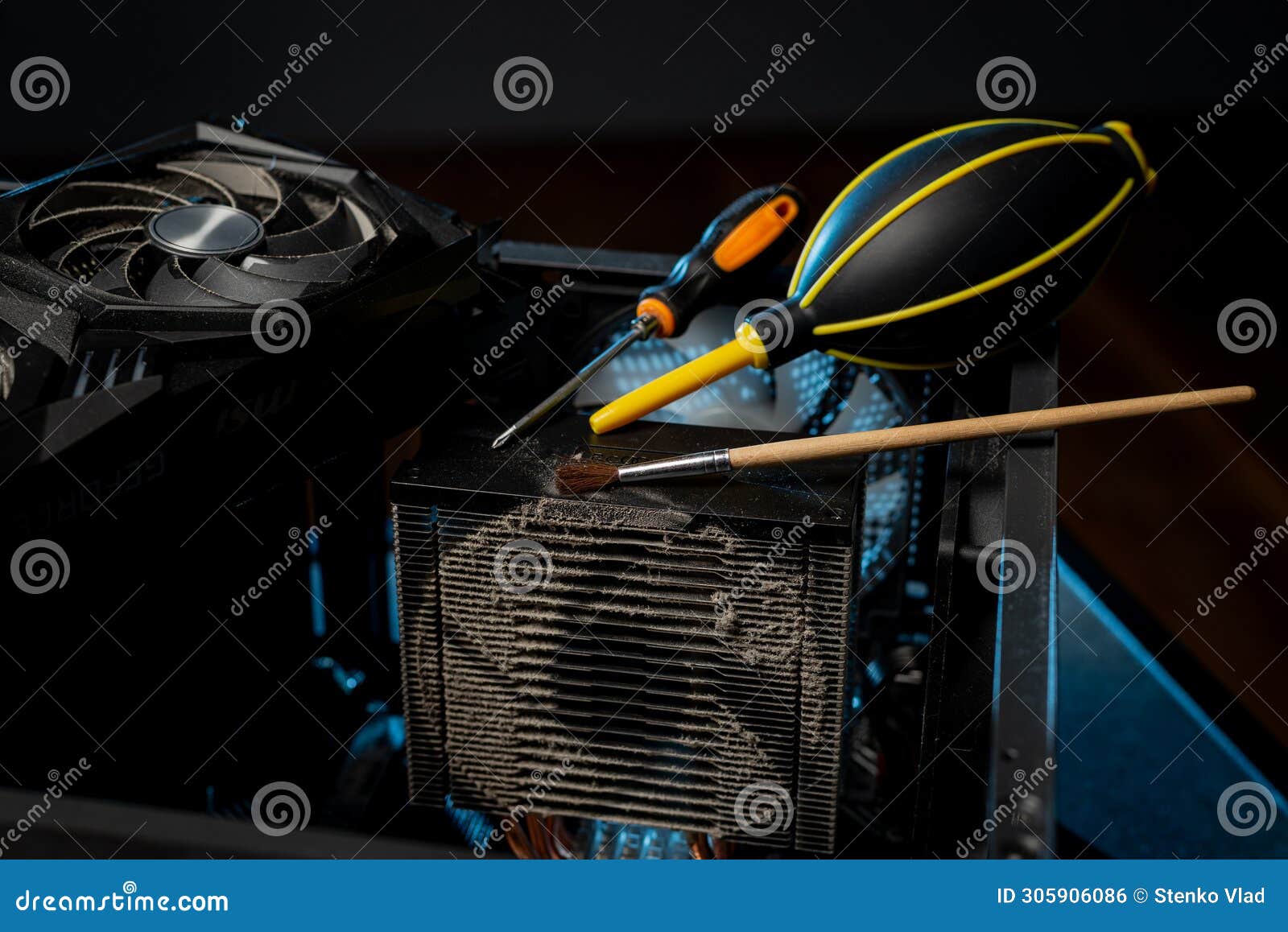 Dirty Cooler Ventilation System Unit Computer, Cleaning from Dust ...