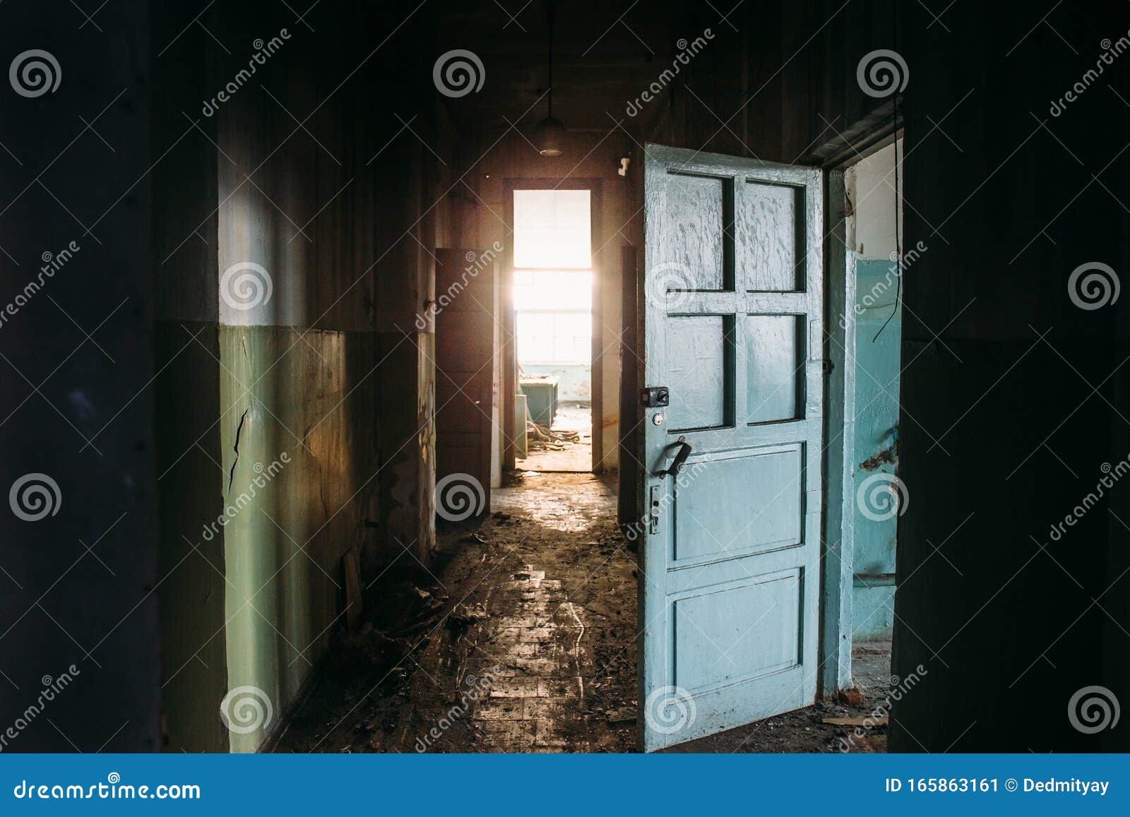 Dirty Corridor in Abandoned Building, Scary Atmosphere with Light in ...