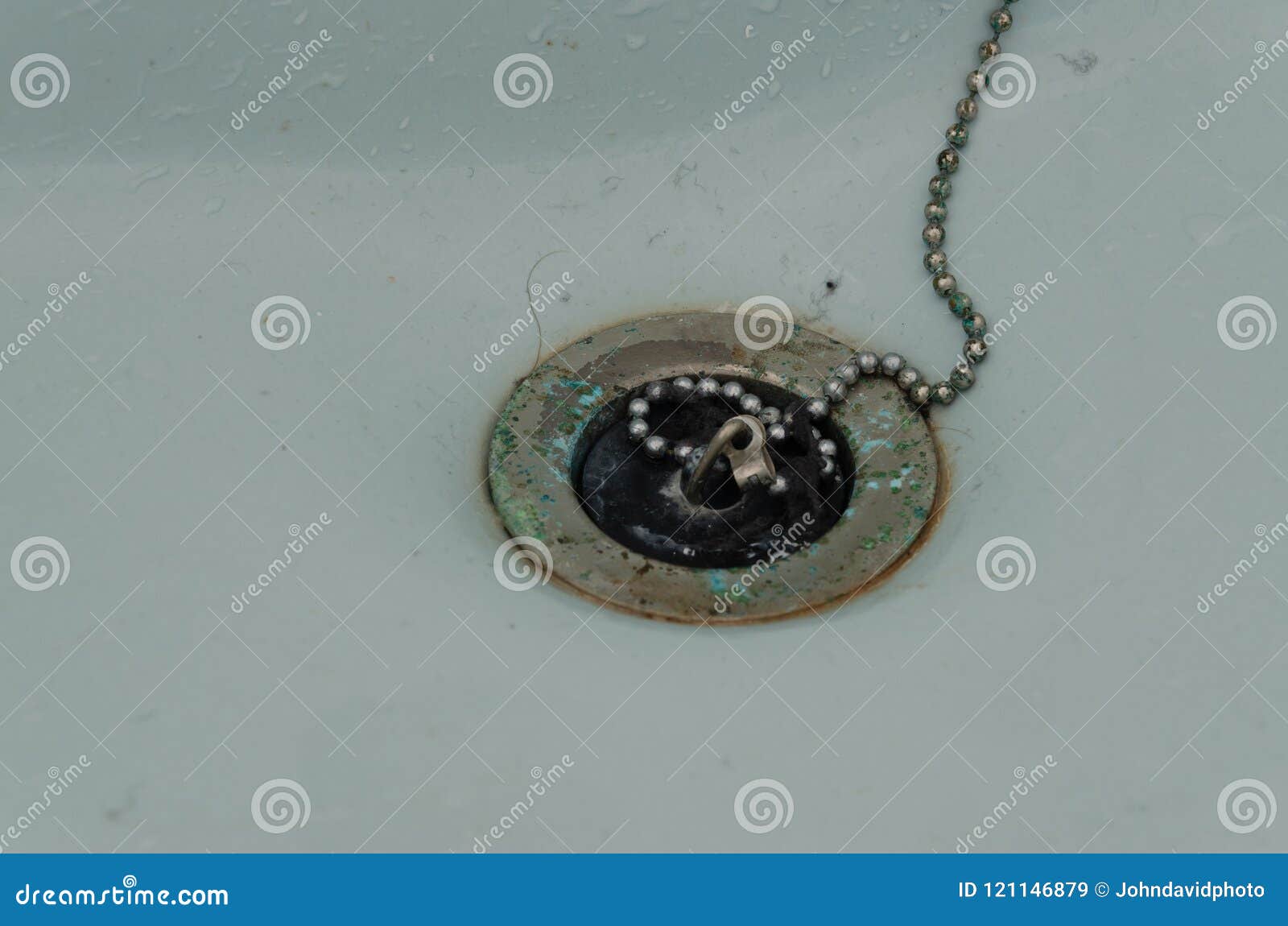Dirty and Corroded Plug Hole Stock Image - Image of sink, washbasin ...