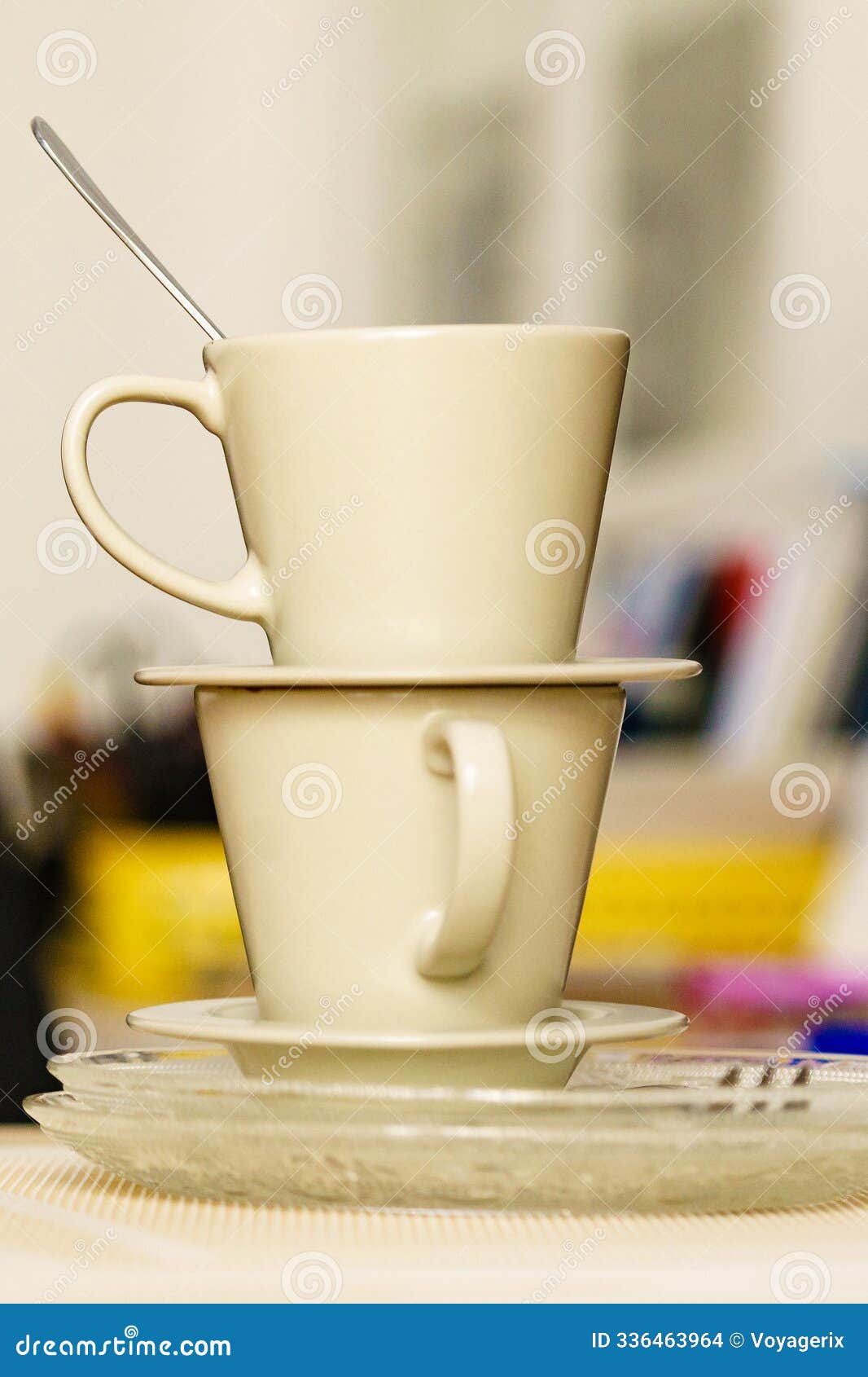 Dirty Cups after Coffee Drinking, Messy Desk Stock Photo - Image of ...