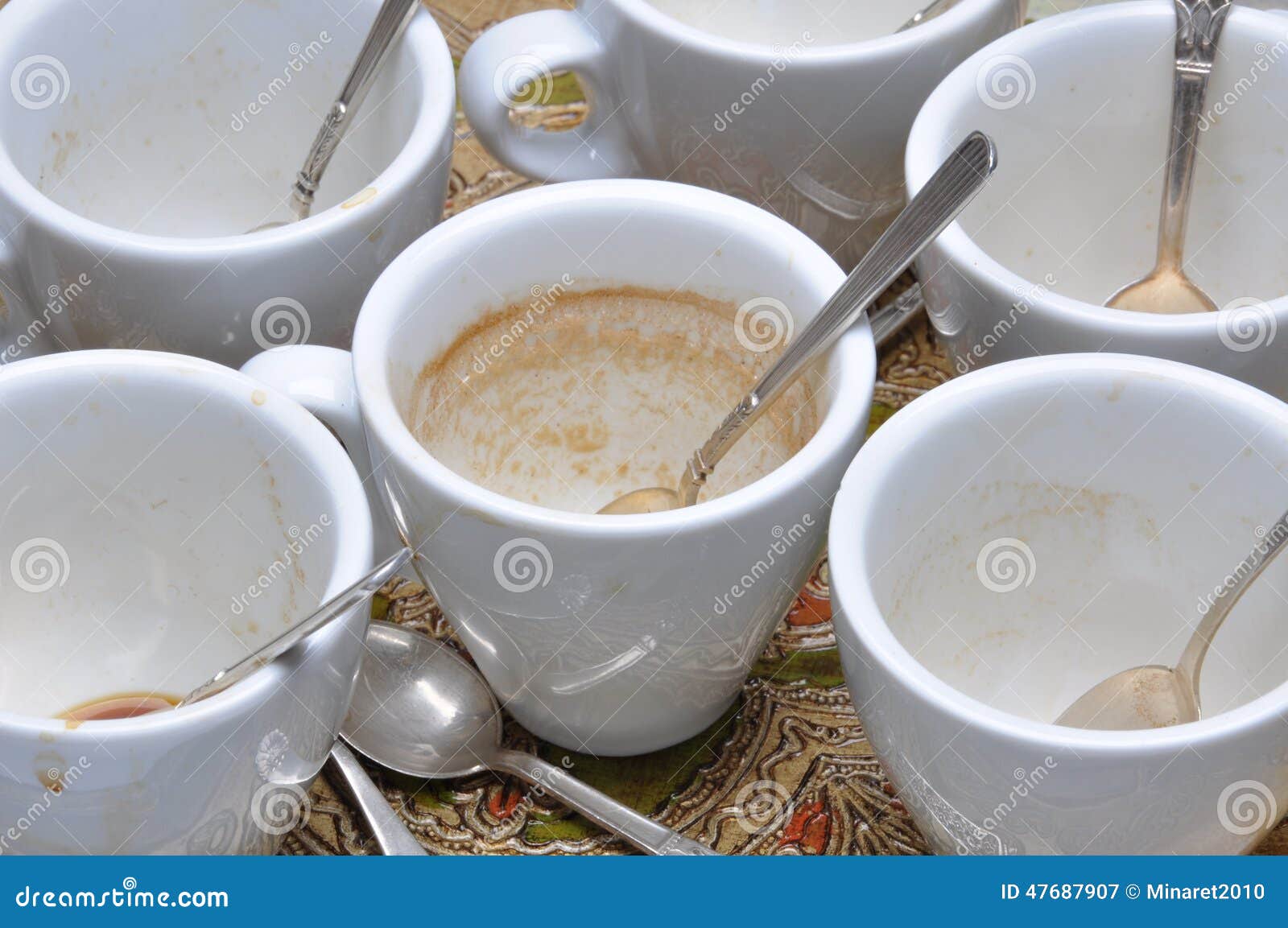 Dirty Cups and Spoons after Coffee Stock Image - Image of dishware ...