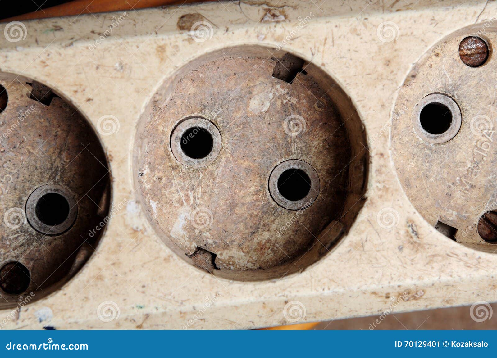 Dirty Dangerous European Socket Close Up Stock Image - Image of current ...